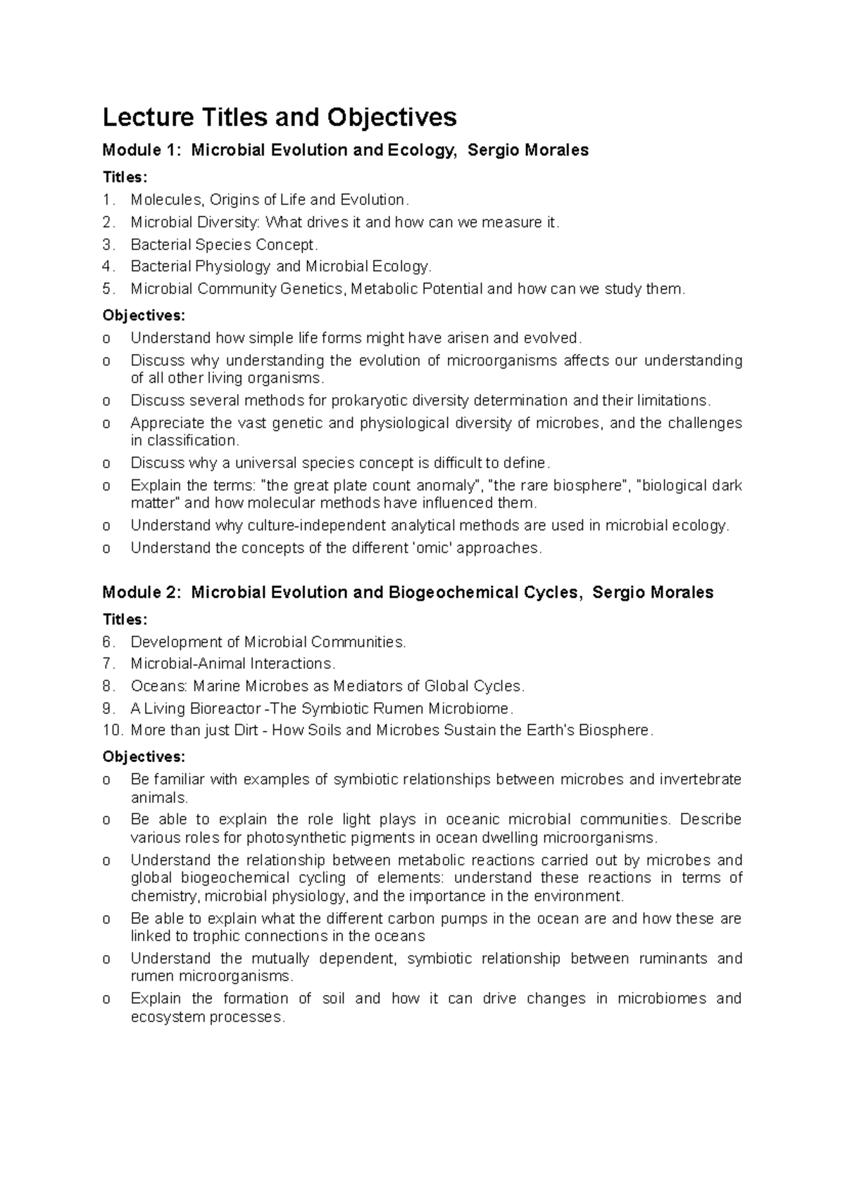 Micr222 All Modules overview and Lecture titles - Lecture Titles and ...