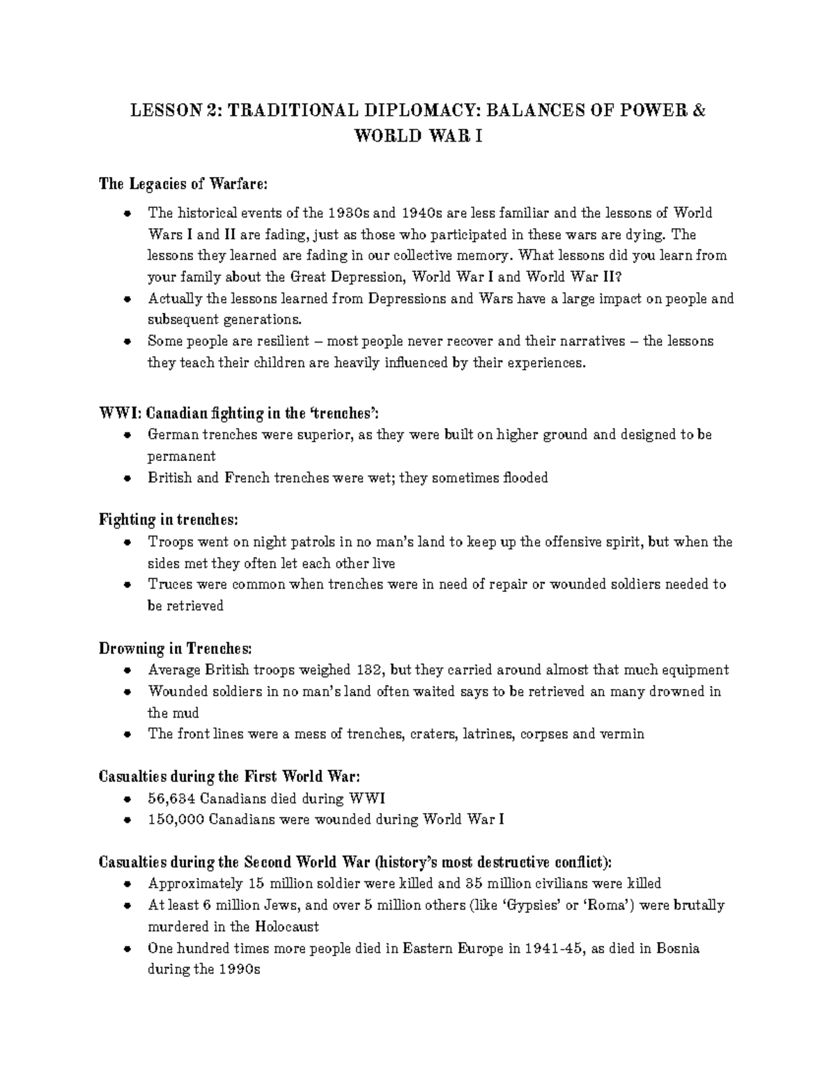 Lecture #2 - LESSON 2: TRADITIONAL DIPLOMACY: BALANCES OF POWER & WORLD ...