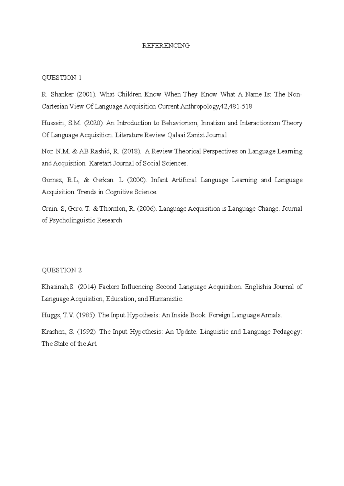 Referencing - This essay is about the Language acquisition ...