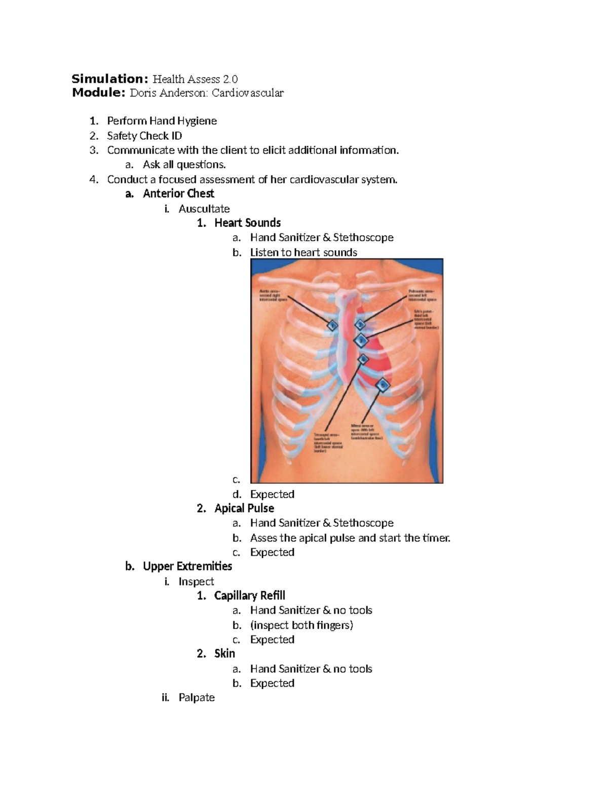 Doris Anderson- Cardiovascular - Simulation: Health Assess 2. Module ...