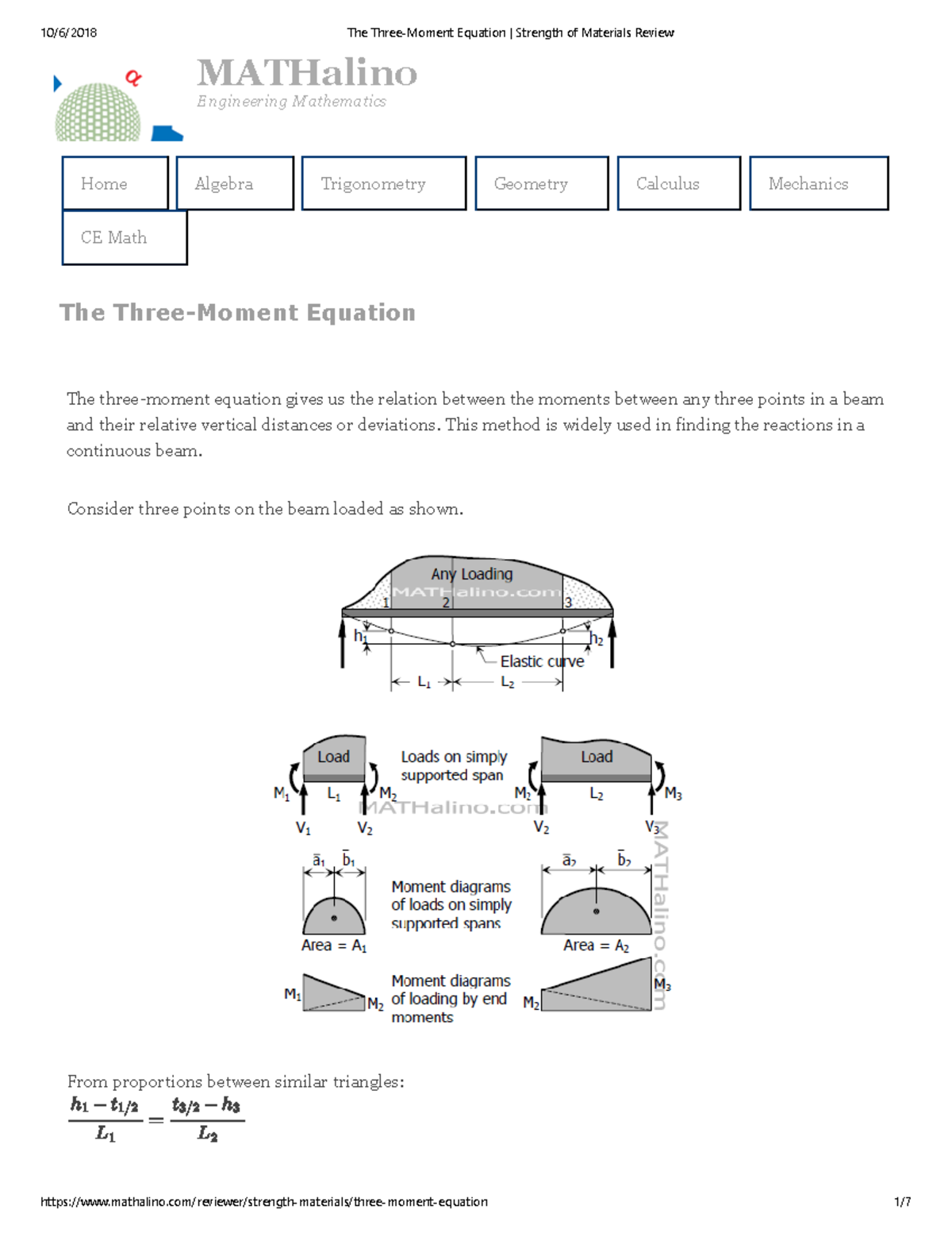 The Three-Moment Equation Strength of Materials Review - MATHalino ...