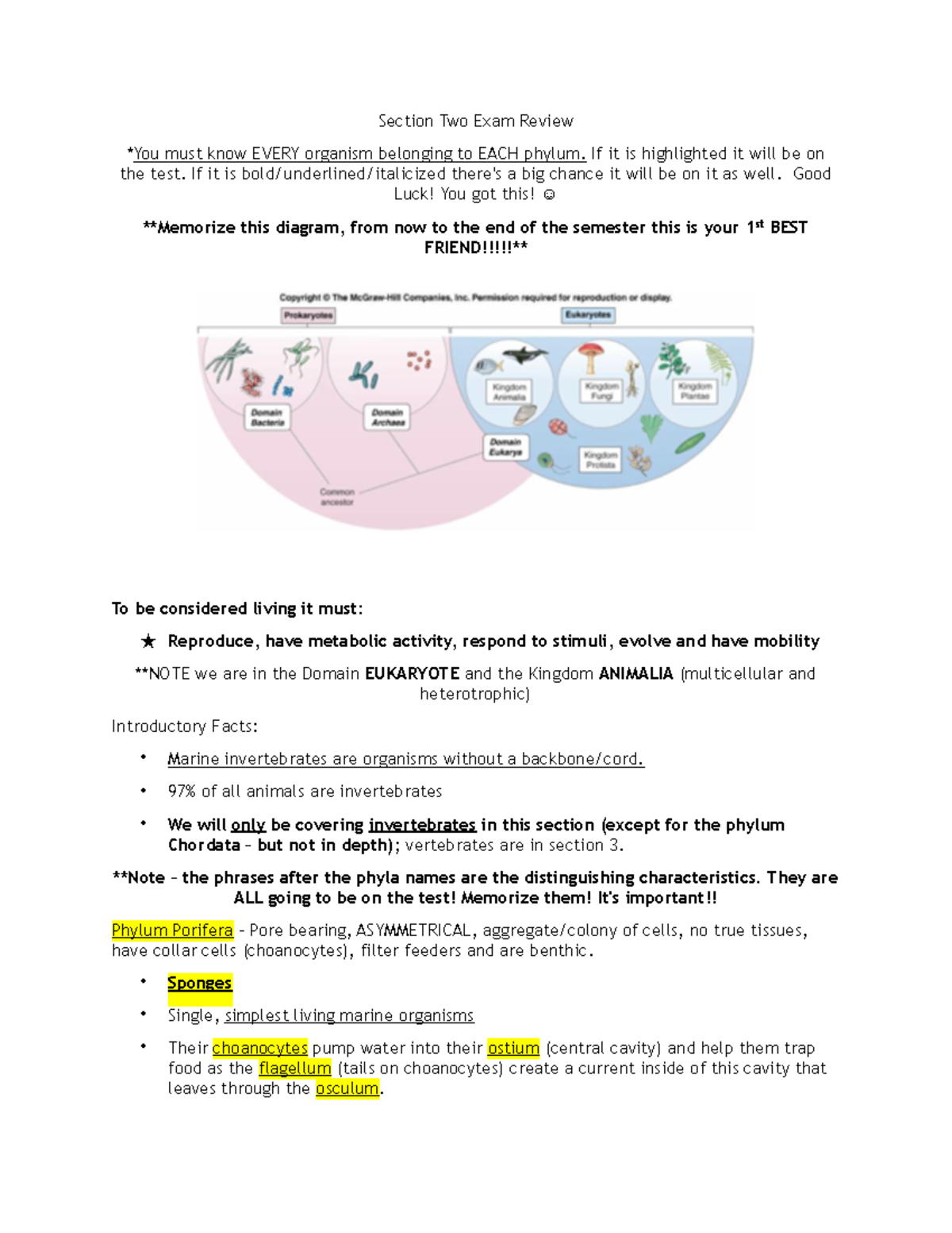 Section 2 Review - Lecture notes 7-12 - Section Two Exam Review *You ...