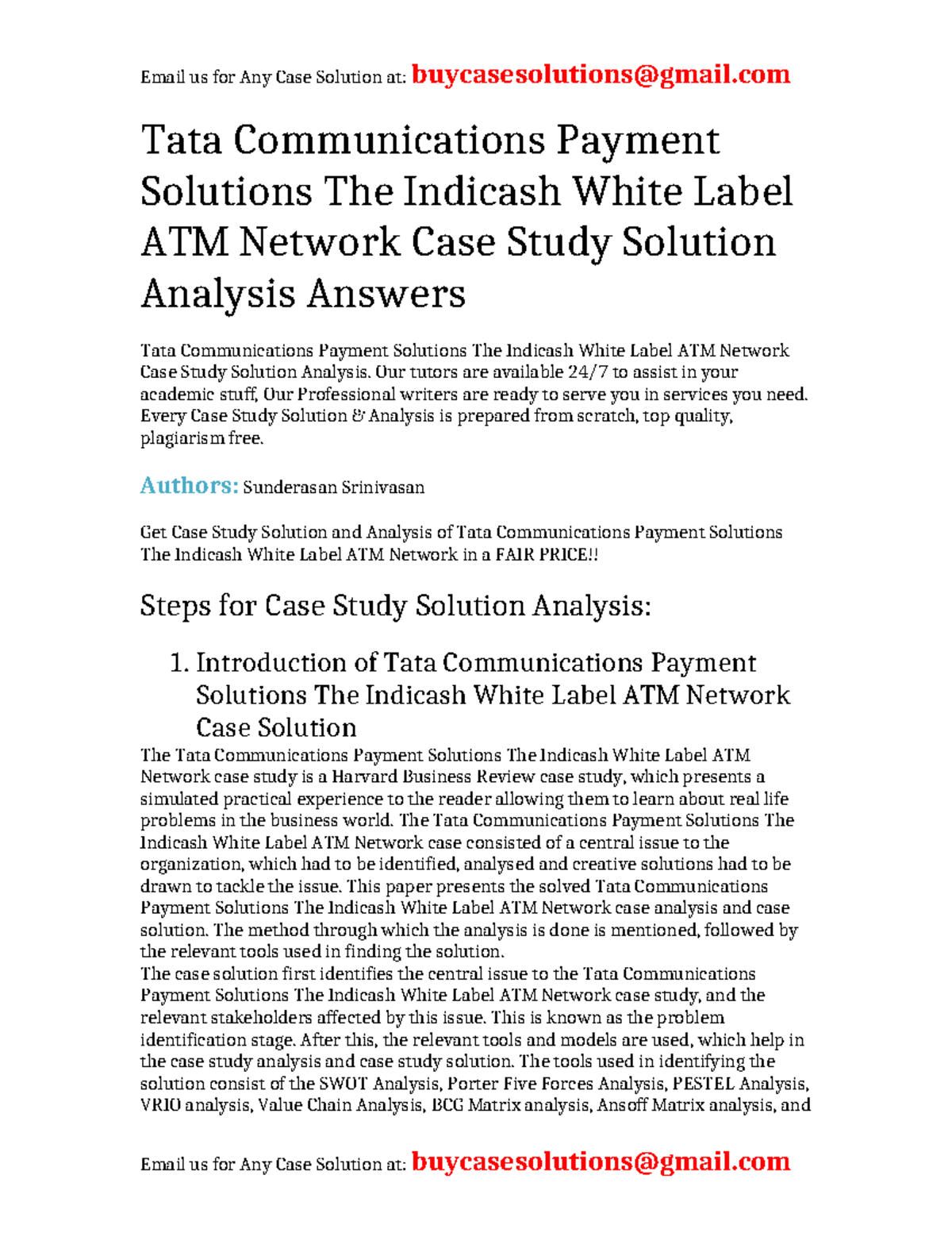 Case Solution Tata Communications Payment Solutions The Indicash White ...