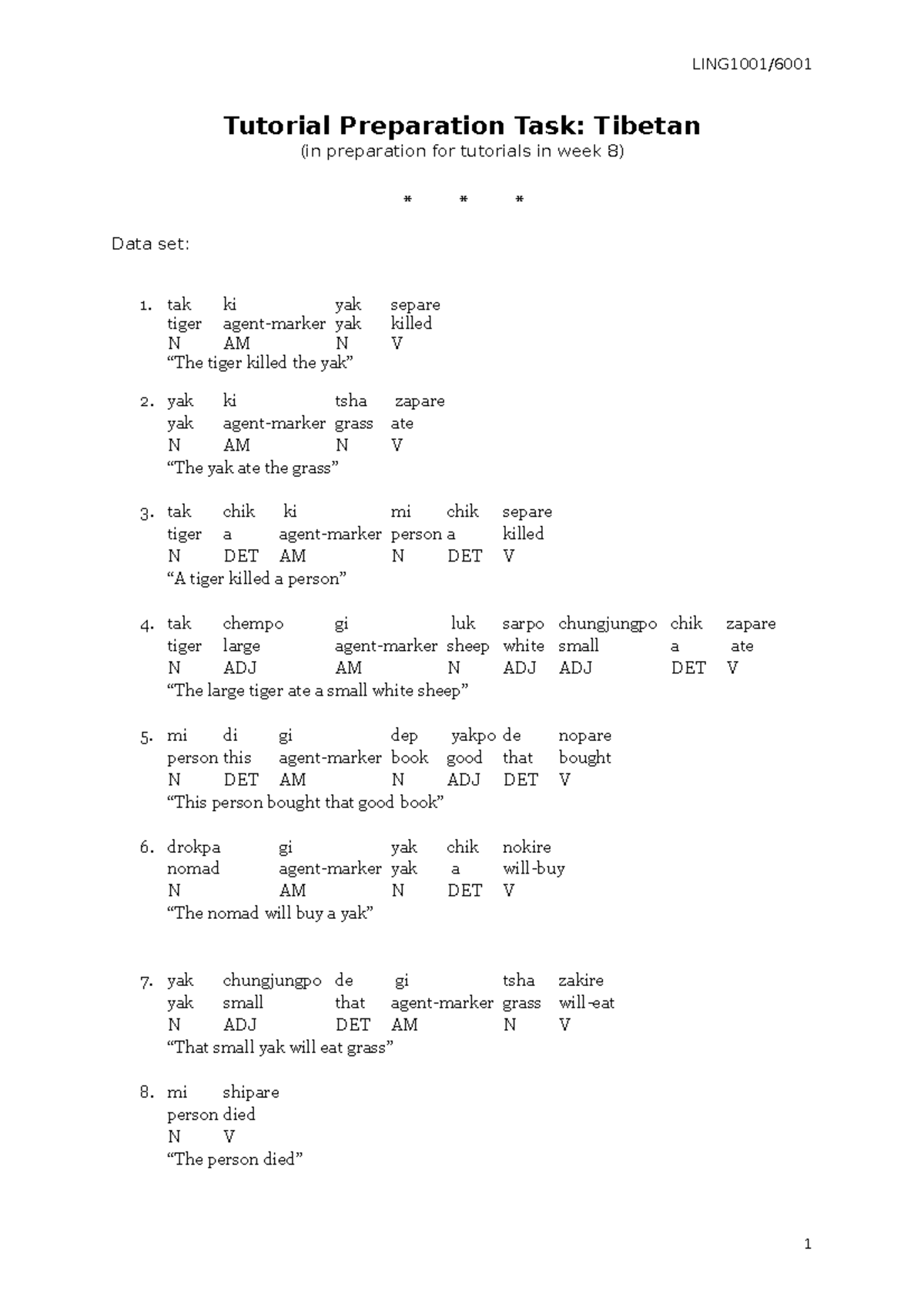 LING1001 2020 week 8 tutorial problem - Tutorial Preparation Task ...