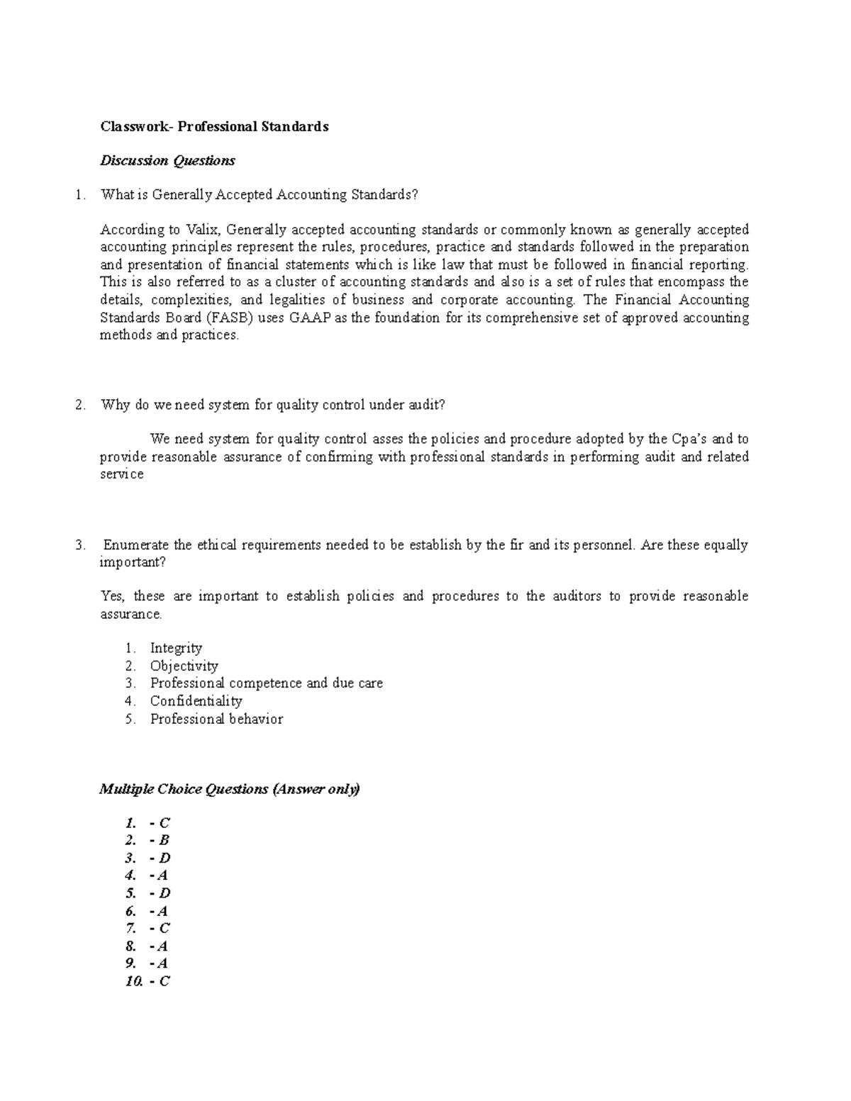 114 - asd - Classwork- Professional Standards Discussion Questions ...