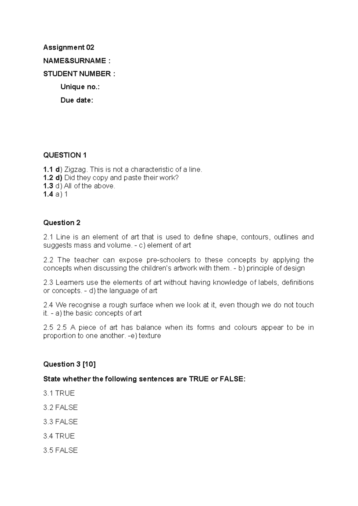 ATH1501 Assignment 2 2024 - Assignment 02 NAME&SURNAME : STUDENT NUMBER : Unique no.: Due date ...