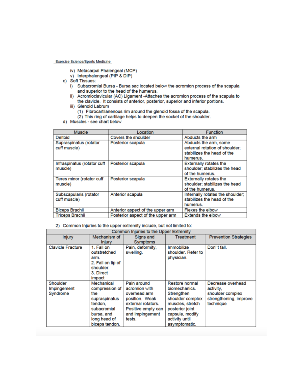 Notes 5 Sports Injuries Class Notes - AL 3530 - Studocu
