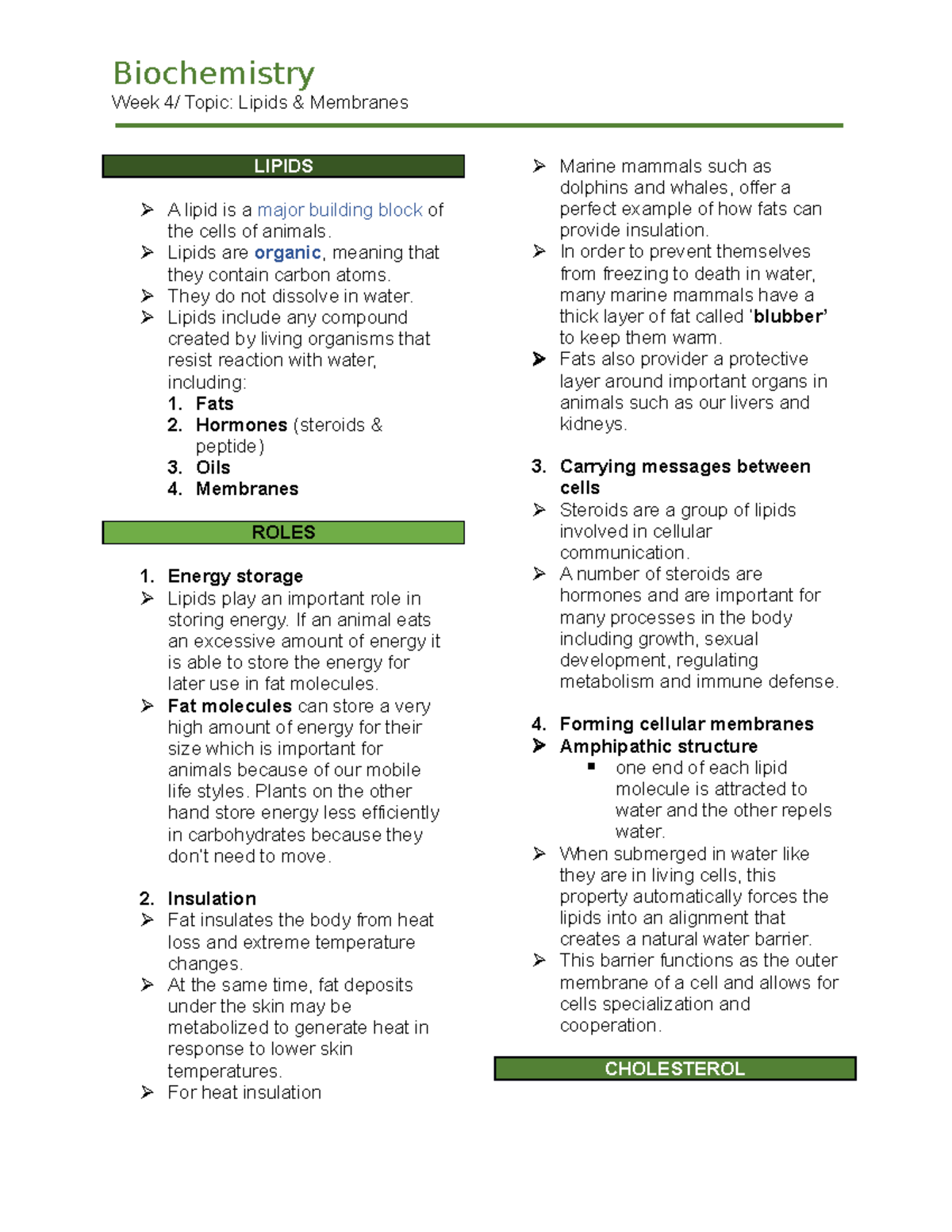 Lipids transes - 2nd yr Medtech Biochem notes - Week 4/ Topic: Lipids ...