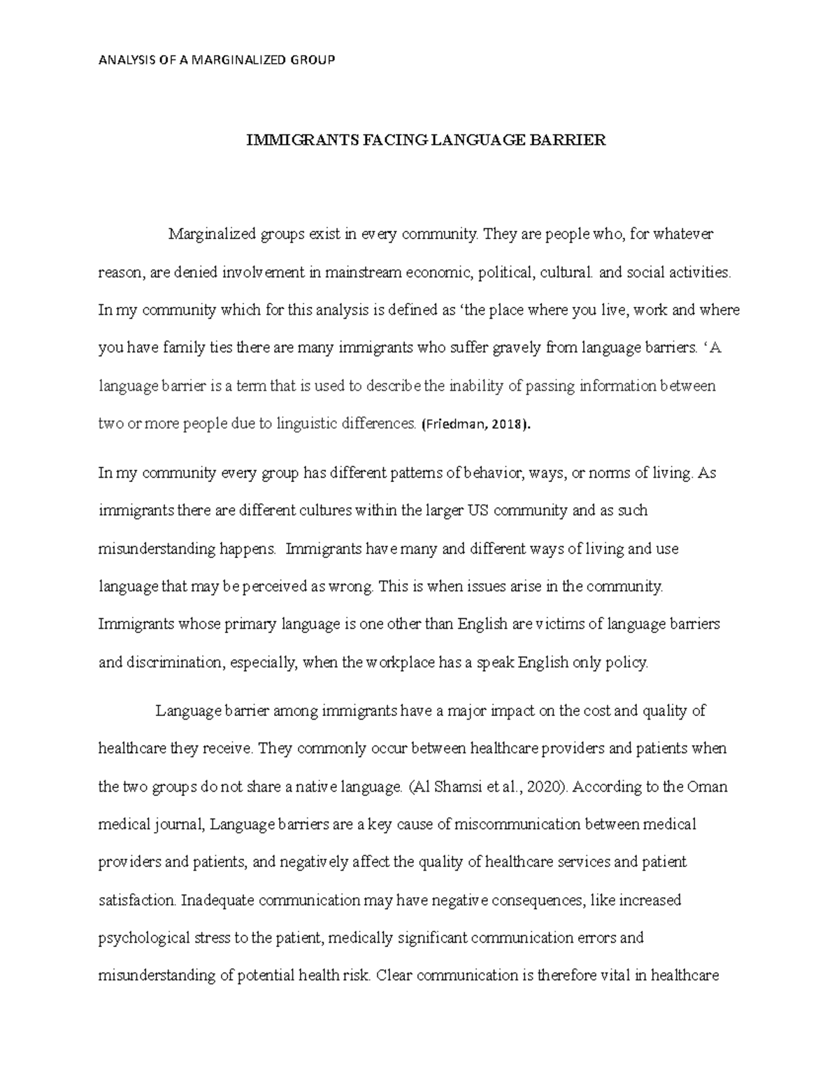 Language discrimination - IMMIGRANTS FACING LANGUAGE BARRIER ...