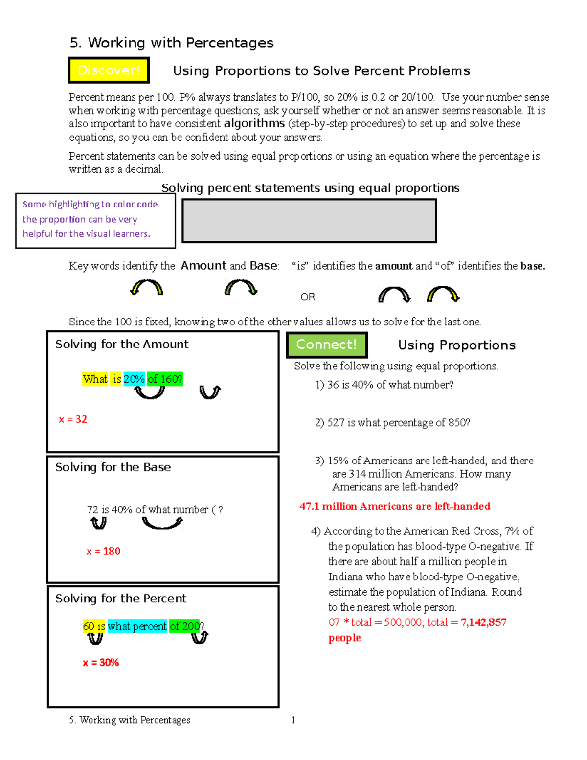SOl 05.0 Percentages - math - 5. Working with Percentages Using ...