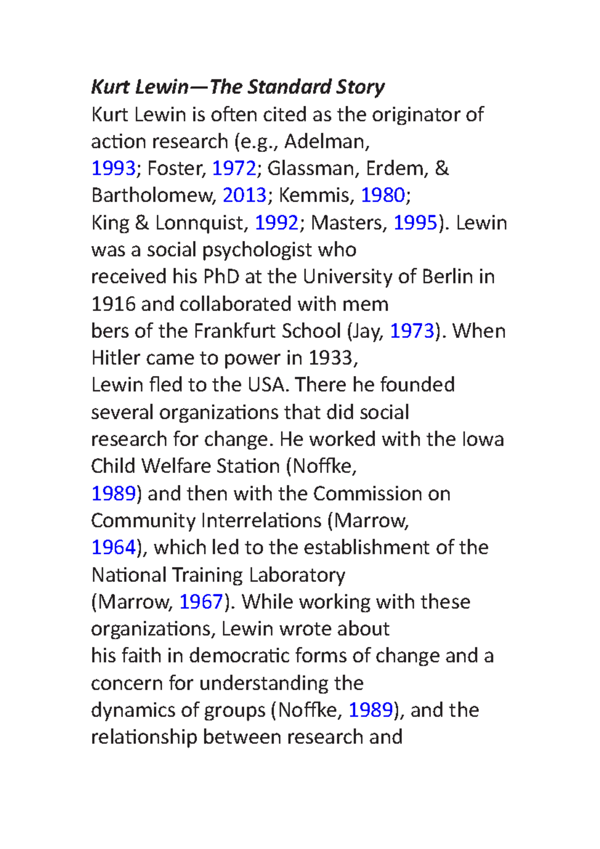 Kurt Lewin—The Standard Story - Kurt Lewin—The Standard Story Kurt ...