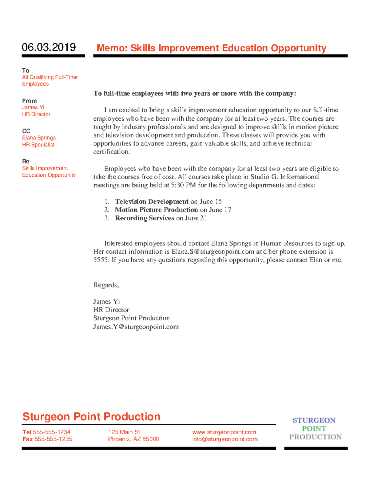Dr Yi BIT 200 Educational Opportunities Memo - Sturgeon Point ...