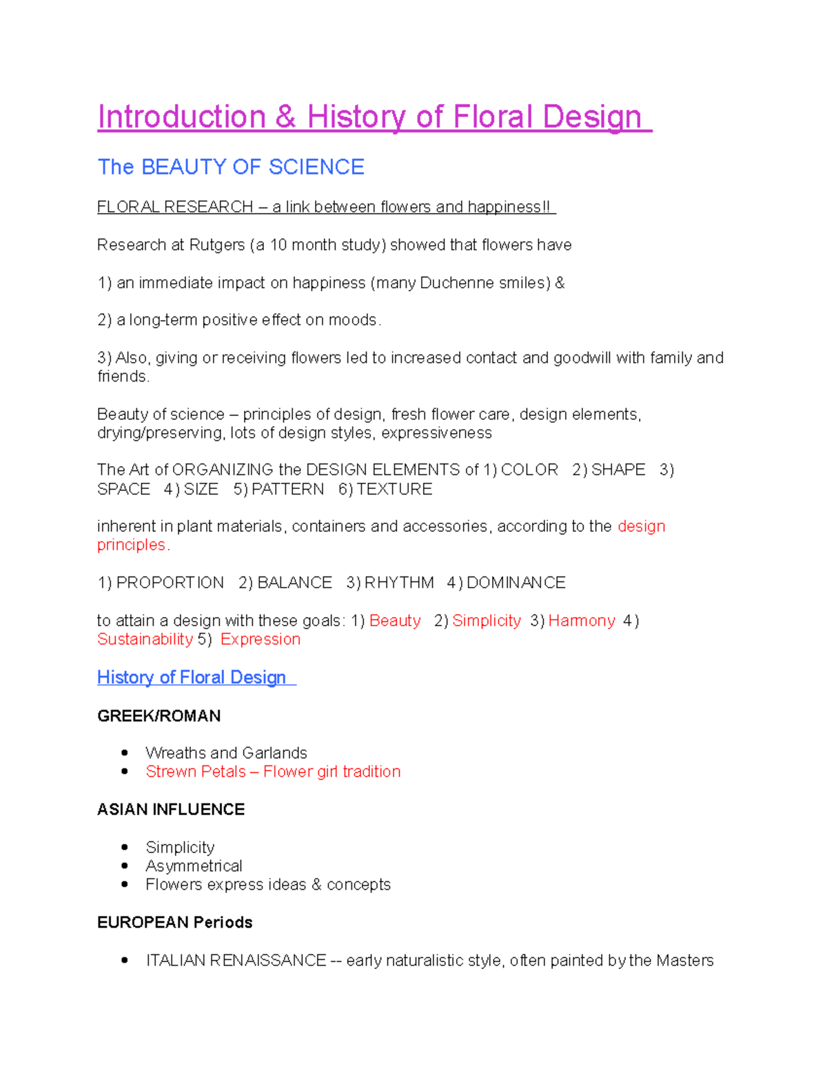 1 Introduction & History - Introduction &amp; History of Floral Design ...