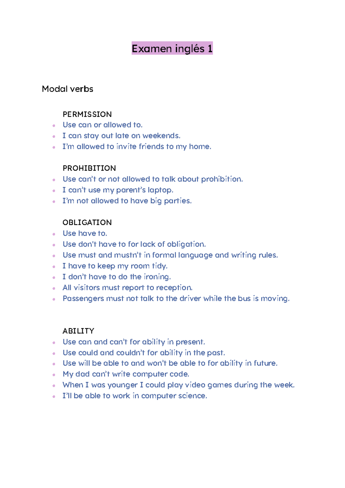Modal verbs, future forms, 1st conditional and vocabulary - Examen ...