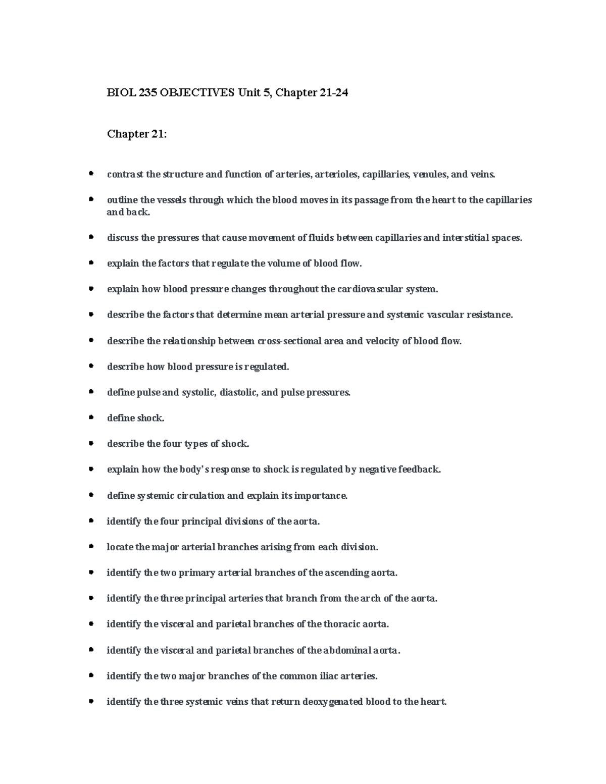 BIOL 235 Objectives Unit 5 Chapter 21-24 - BIOL 235 OBJECTIVES Unit 5 ...