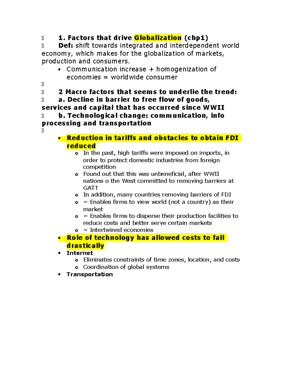 IB Final Exam (Note Bro) - 1. Factors that drive Globalization (chp1 ...