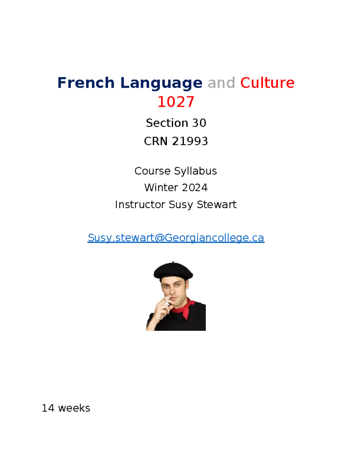 French Syllabus Winter 24 - French Language and Culture 1027 Section 3 ...