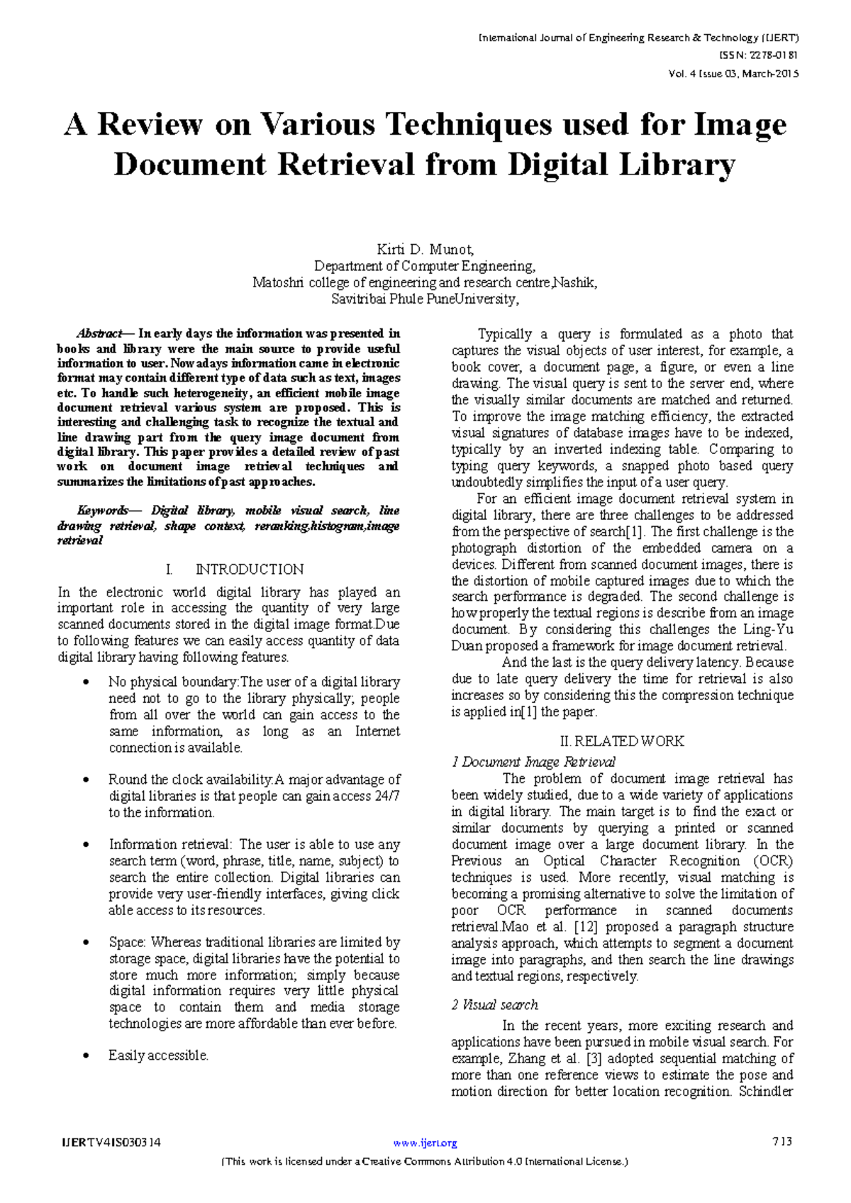 A review on various techniques used for image document retrieval from ...