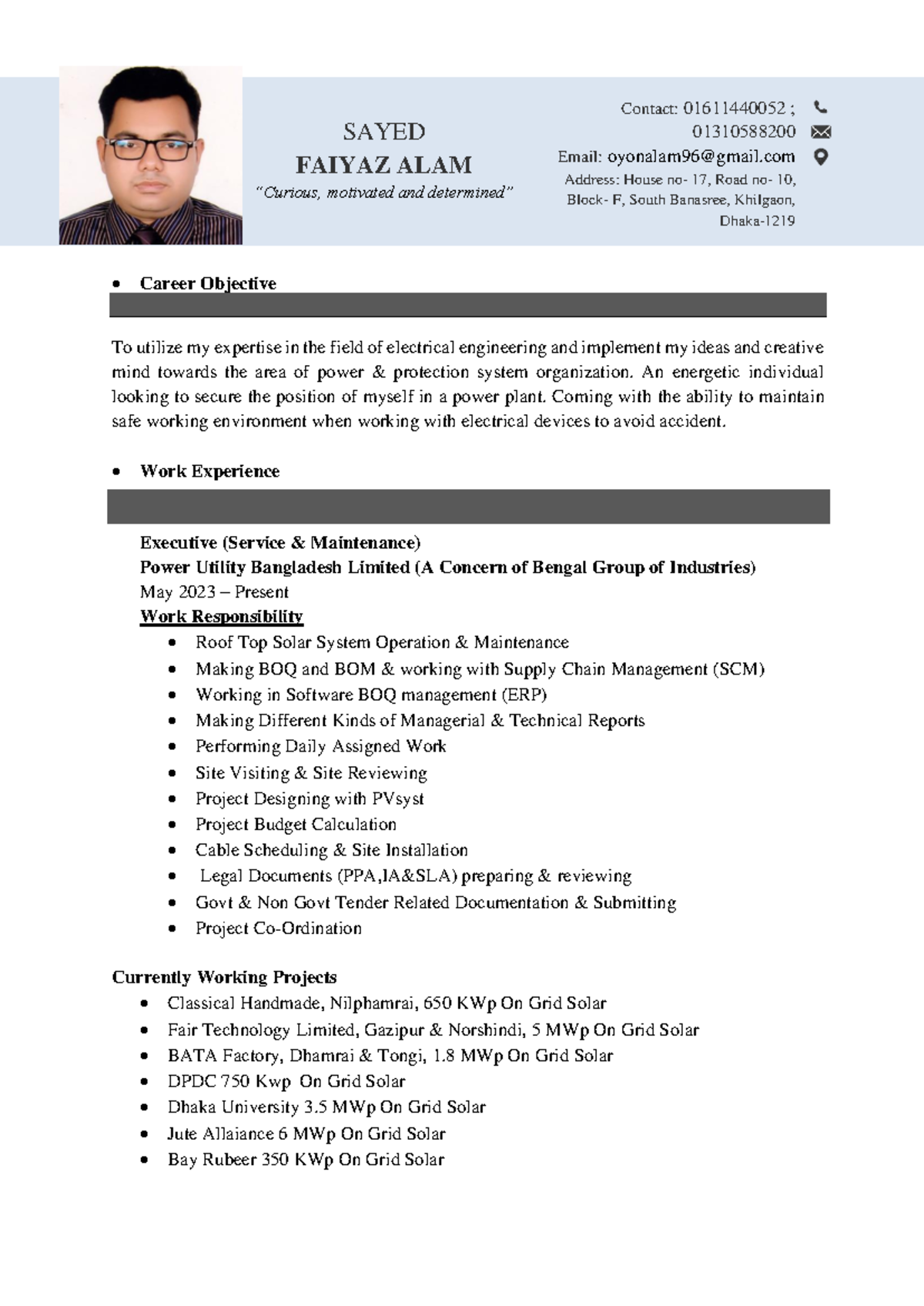 Faiyaz Alam CV - SAYED FAIYAZ ALAM “Curious, motivated and determined ...