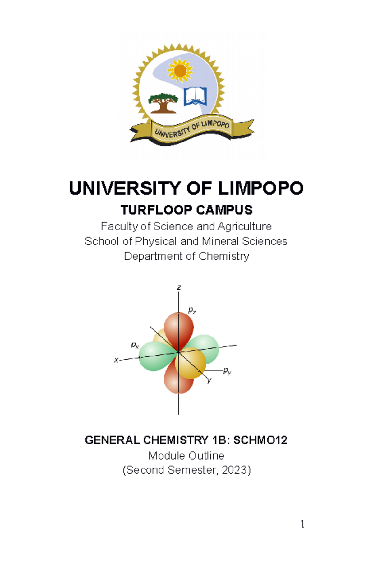 SCHM012 Module outline - UNIVERSITY OF LIMPOPO TURFLOOP CAMPUS Faculty ...