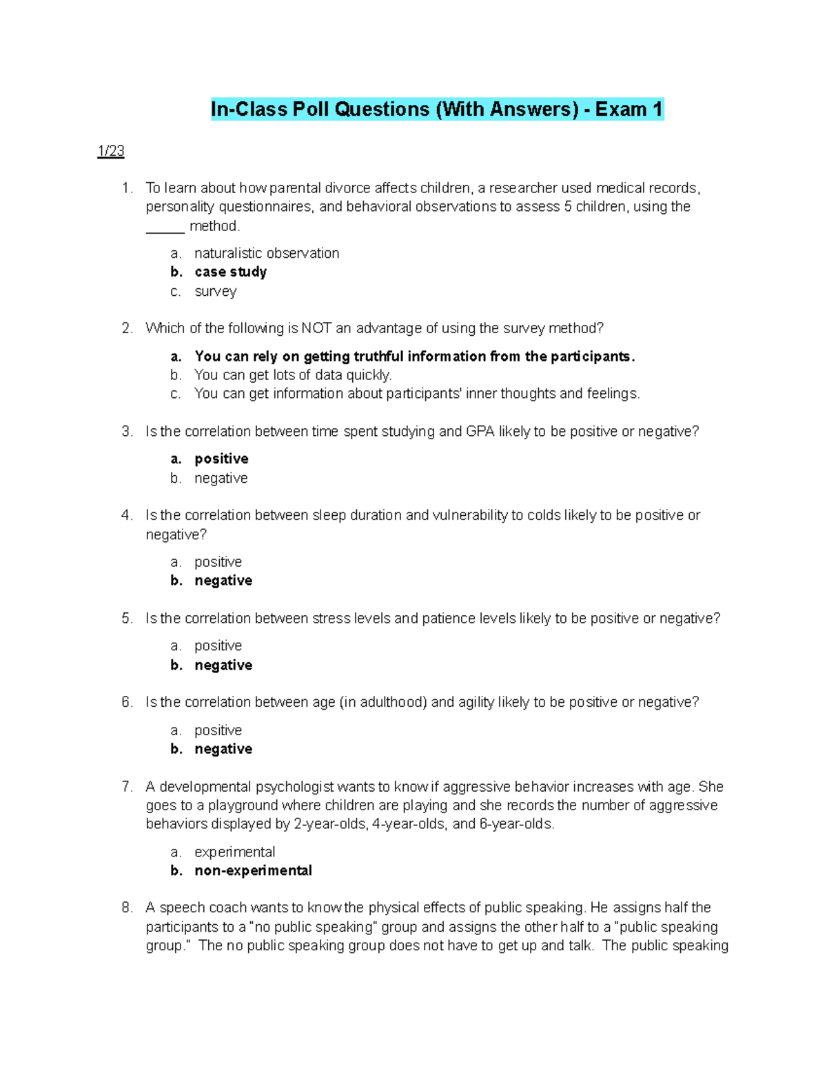 Psychology 101 05 In-Class Poll Questions - In-Class Poll Questions ...