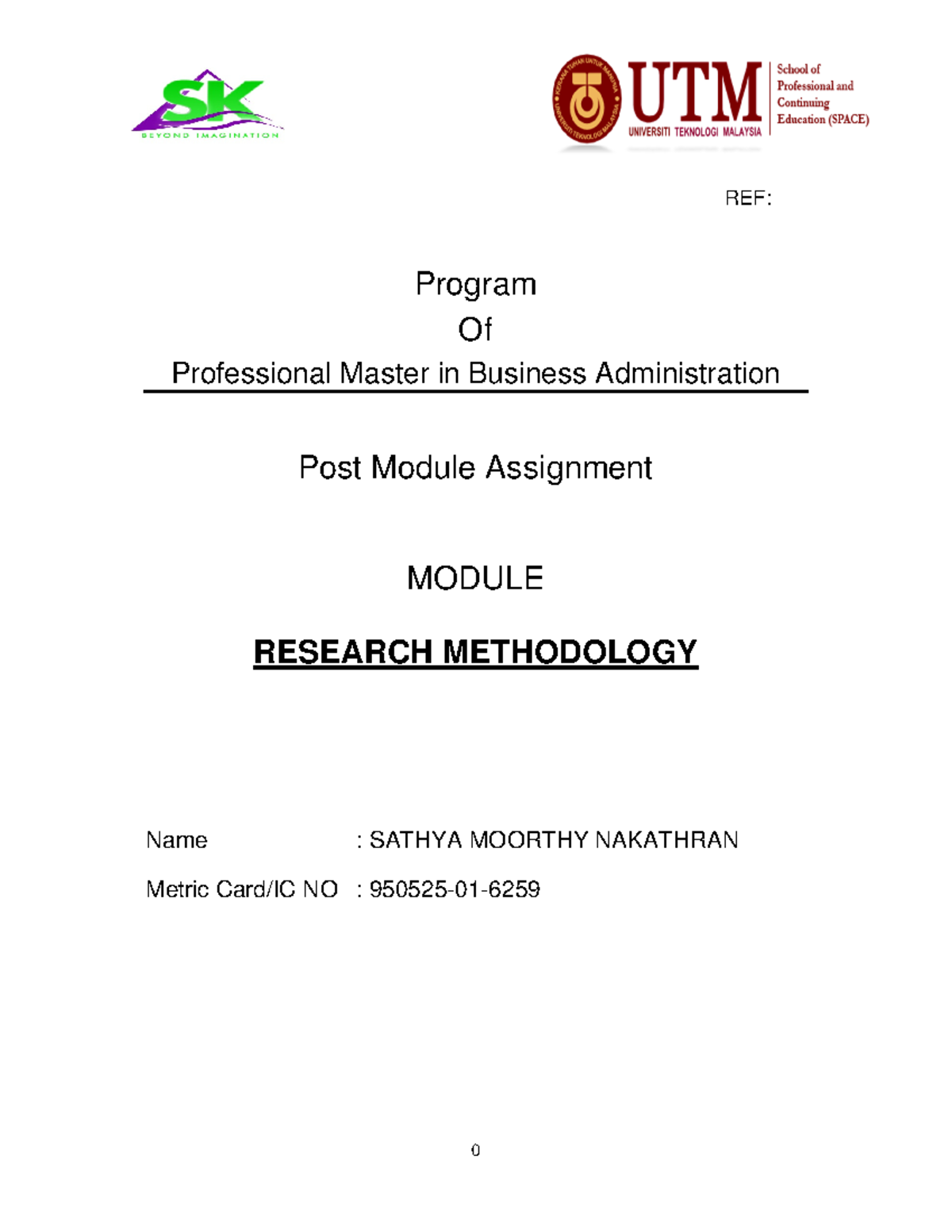 PMA - Master UTM - Research Methodology - REF: Program Of Professional ...