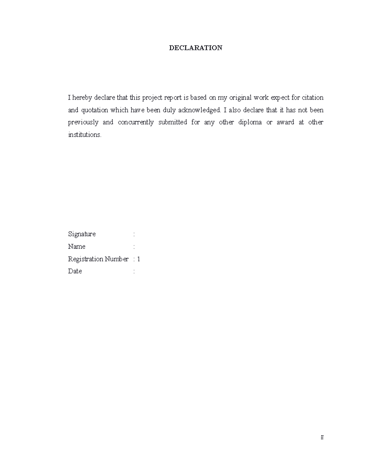 Fyp part assigment - questions - DECLARATION I hereby declare that this ...