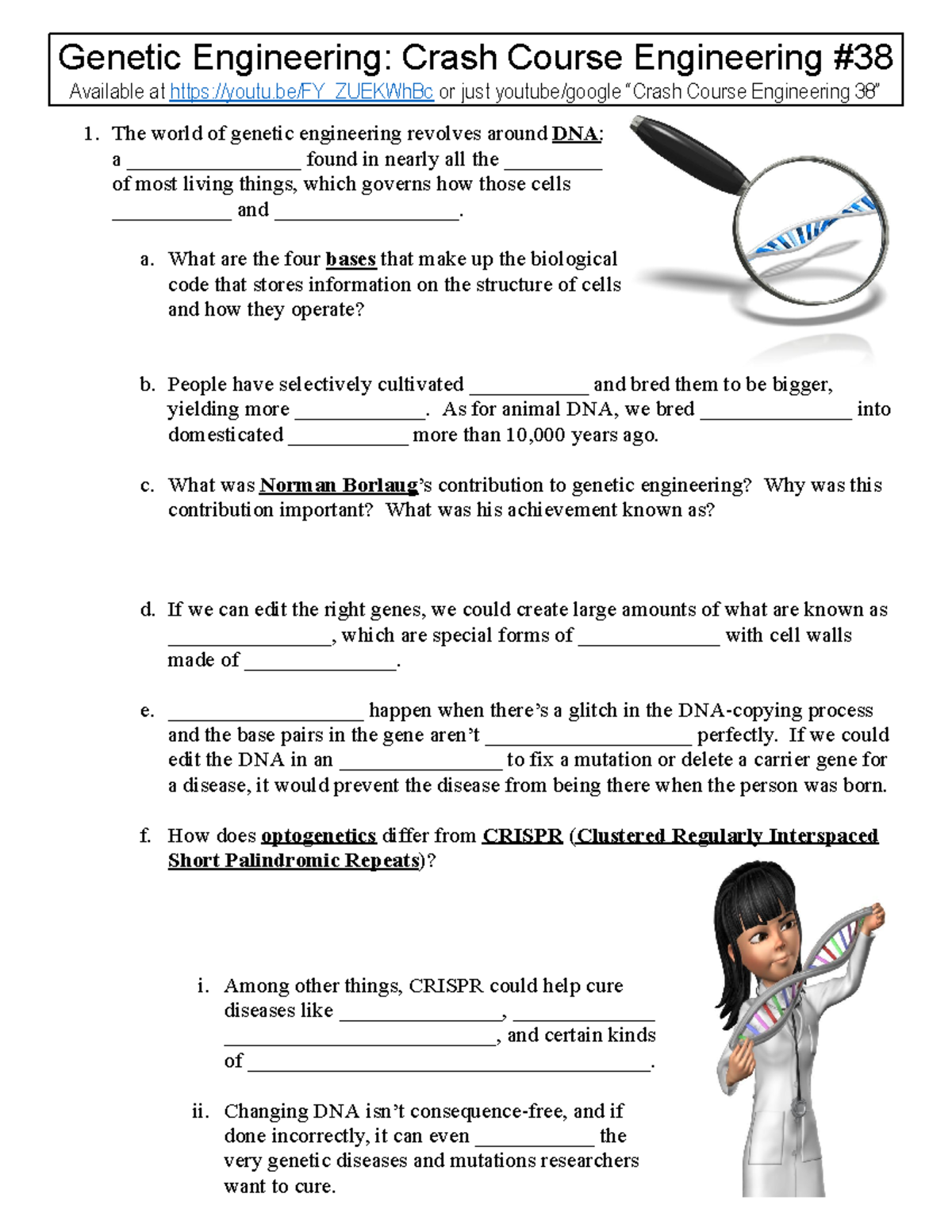 Crash Course Engineering 38 Genetic Engineering - Genetic Engineering ...