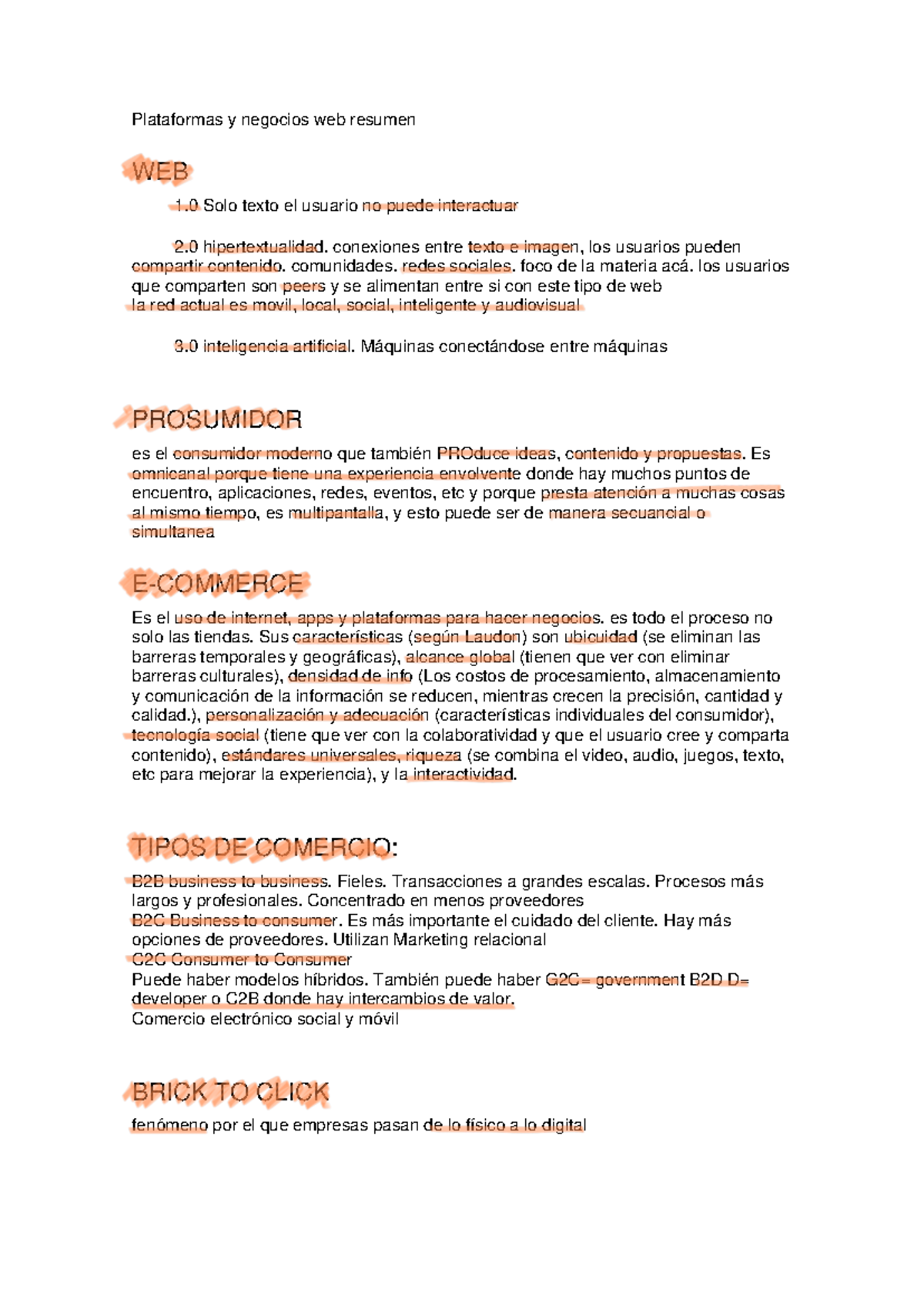 Resumen parcial - Plataformas y negocios web resumen WEB 1 Solo texto ...