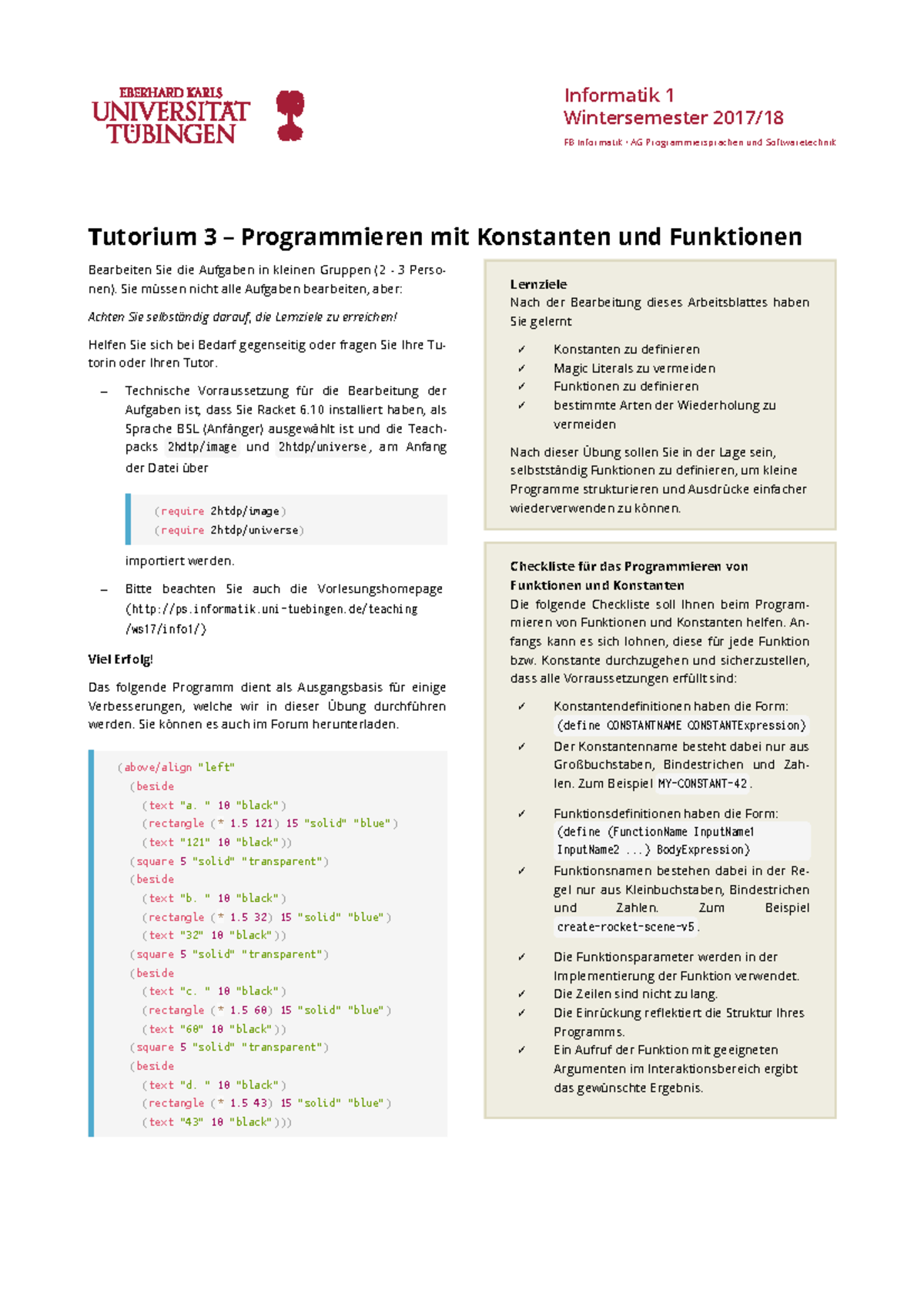 03-lab - Blatt3 - Informatik 1 Wintersemester FB Informatik AG ...