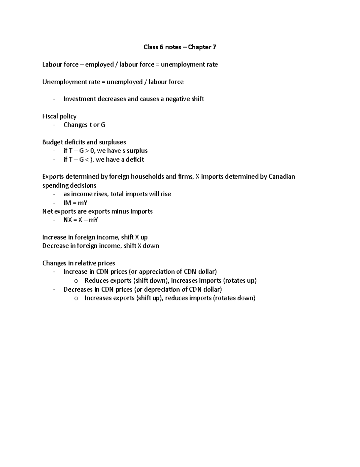 Class 6 notes - Class 6 notes – Chapter 7 Labour force – employed ...