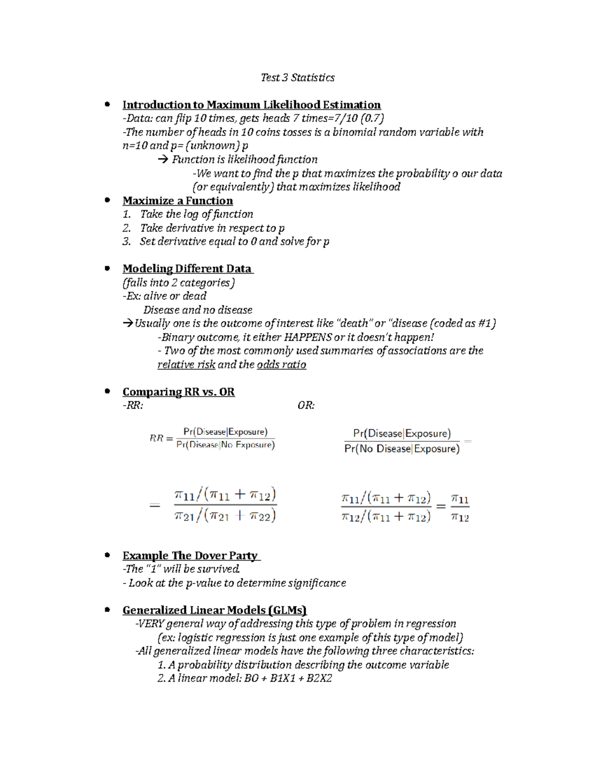 Test 3 Statistics - Exam 3 - Test 3 Statistics Introduction to Maximum ...
