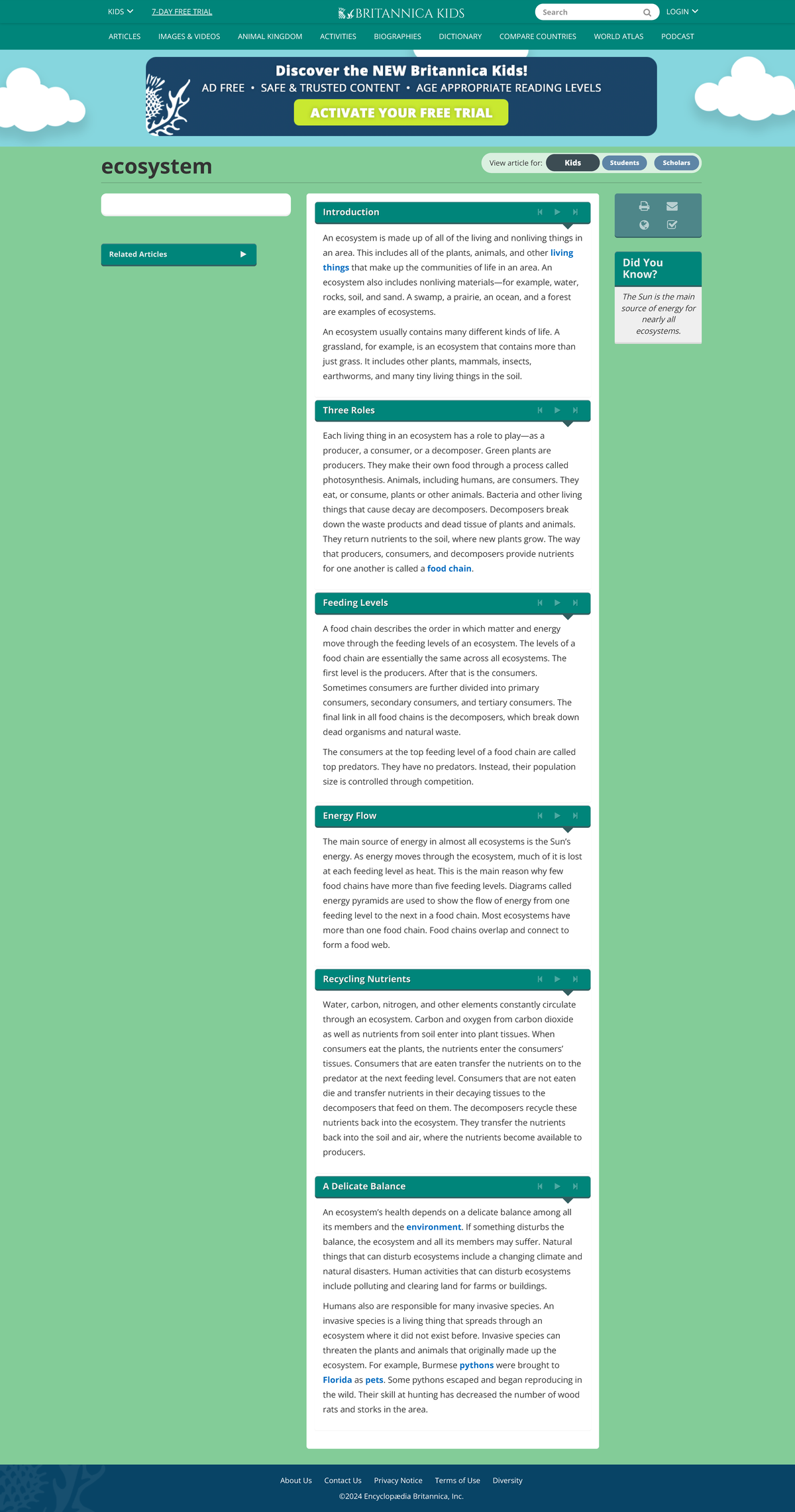 Ecosystem - Kids Britannica Kids Homework Help - ecosystem View article ...