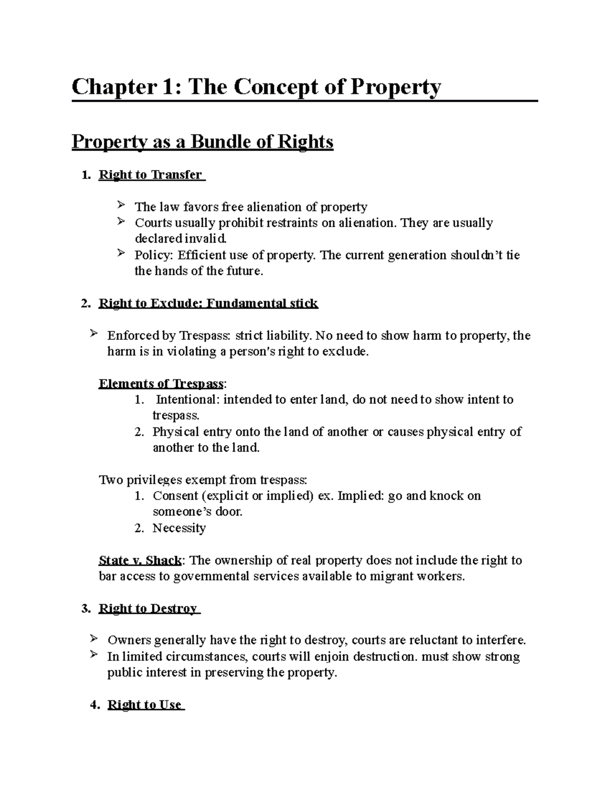 Property final outline - Chapter 1: The Concept of Property Property as ...