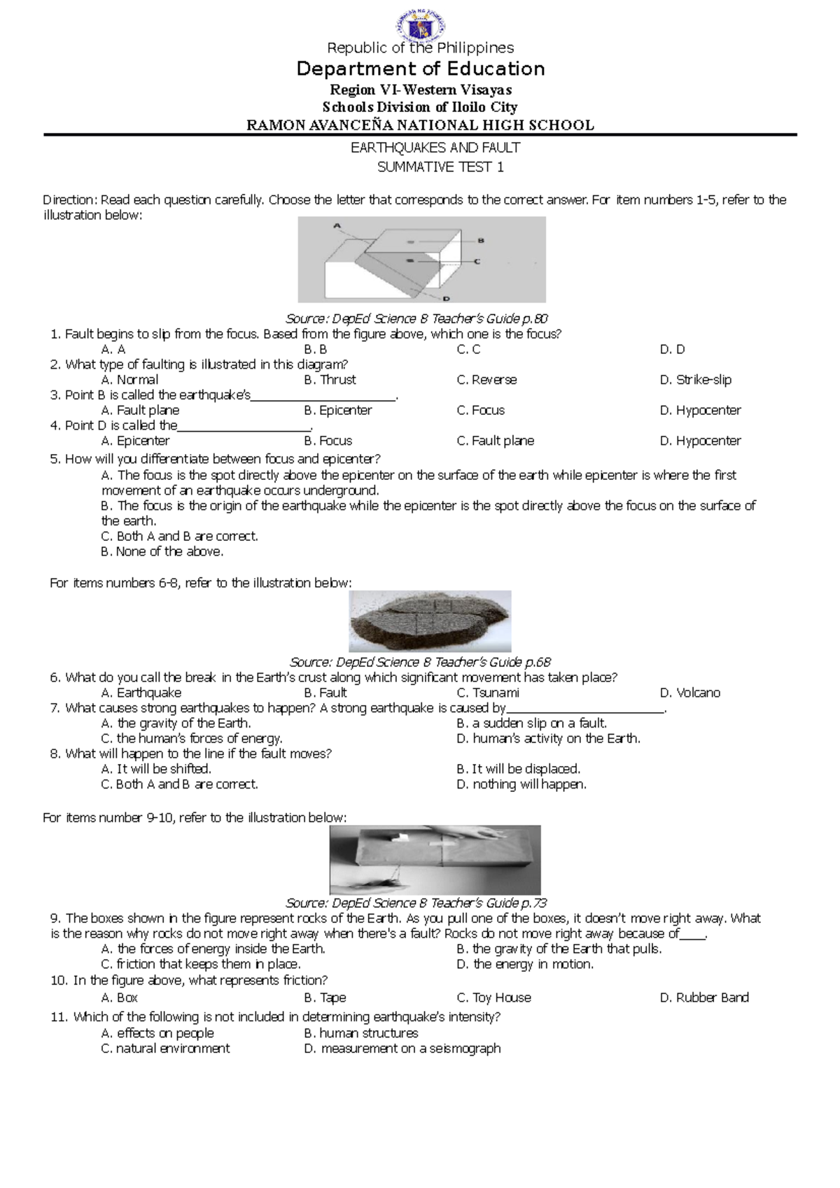 Grade 8 Summative Test No - Republic of the Philippines Department of ...