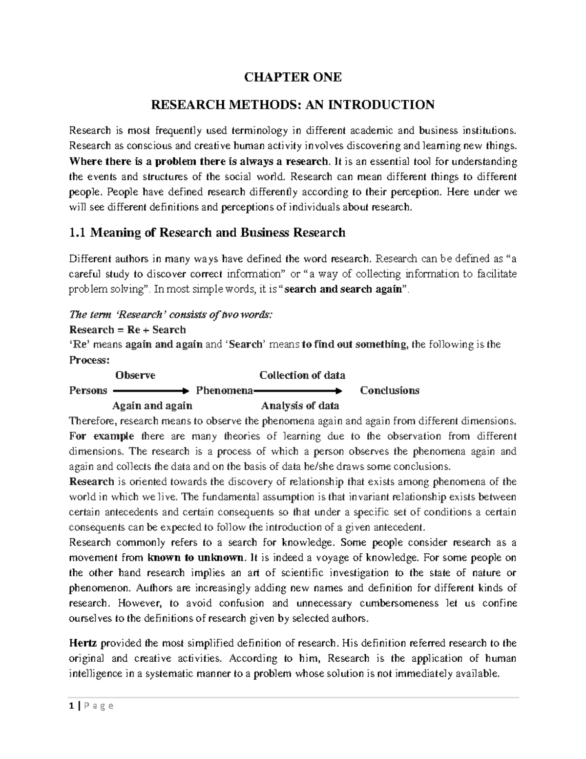 Chapter 1-ha - research - CHAPTER ONE RESEARCH METHODS: AN INTRODUCTION ...