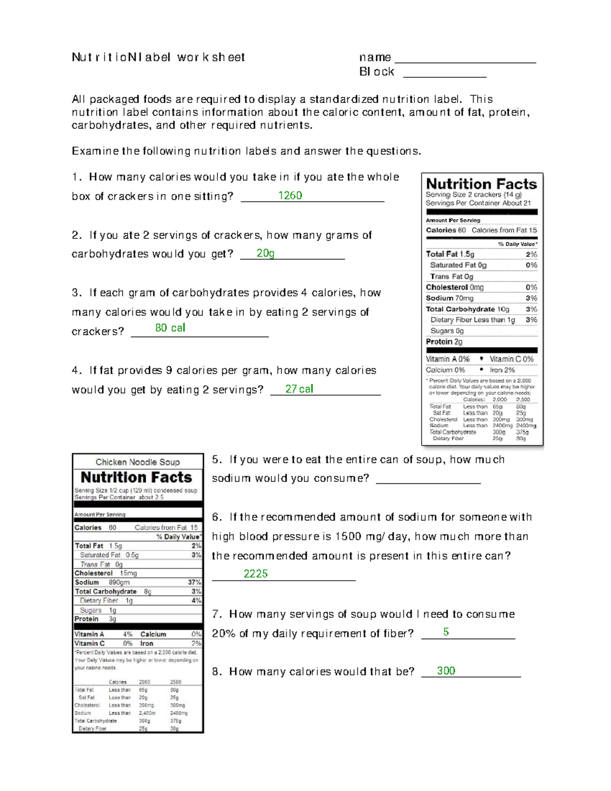 Kami Export - Food Nutrition Label Assignment - Nu t r i t i oN l ab el ...