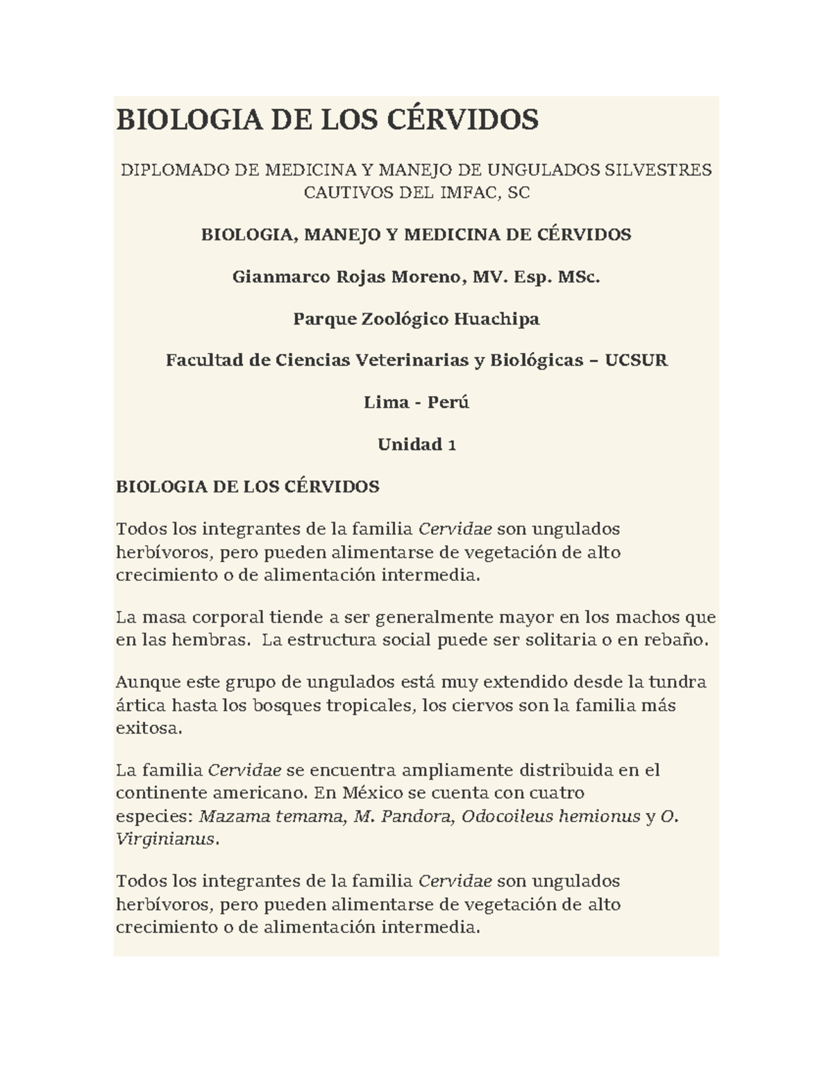 Unidad 1 Cervidos Biologia de los Cervidos - BIOLOGIA DE LOS CÉRVIDOS ...