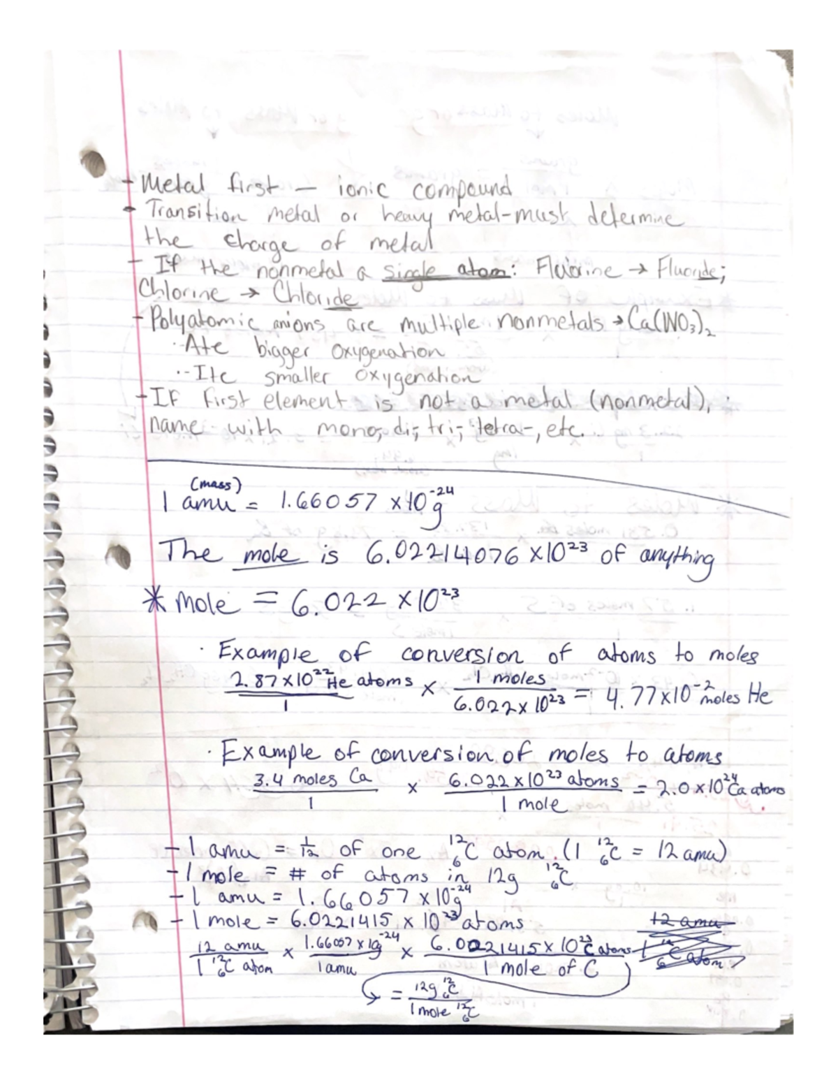 Conversions from moles to atoms - CHE 100 - Studocu