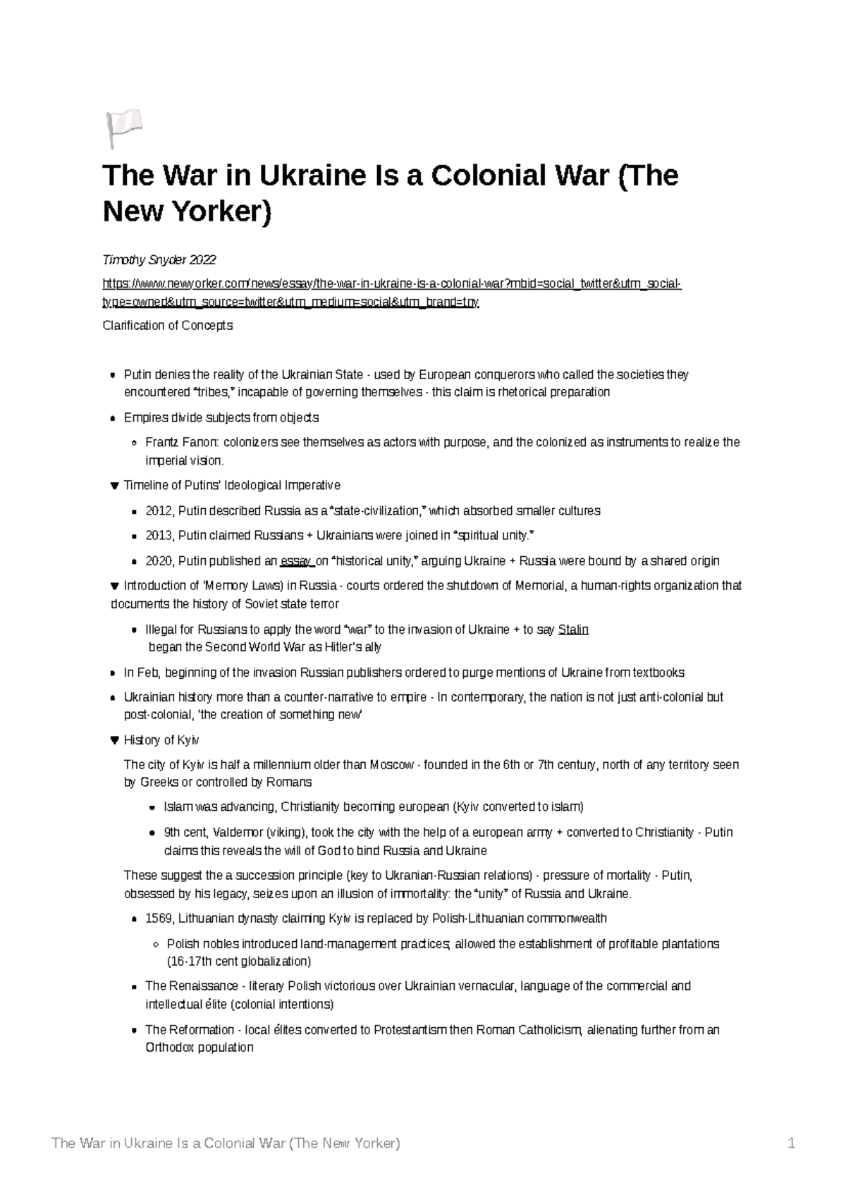 The War in Ukraine Is a Colonial War (The New Yorker) - Timeline of ...