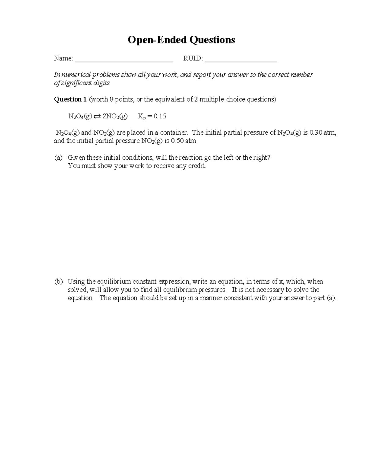 Exam 2 Open-Ended - Exam 2 - Open-Ended Questions Name ...