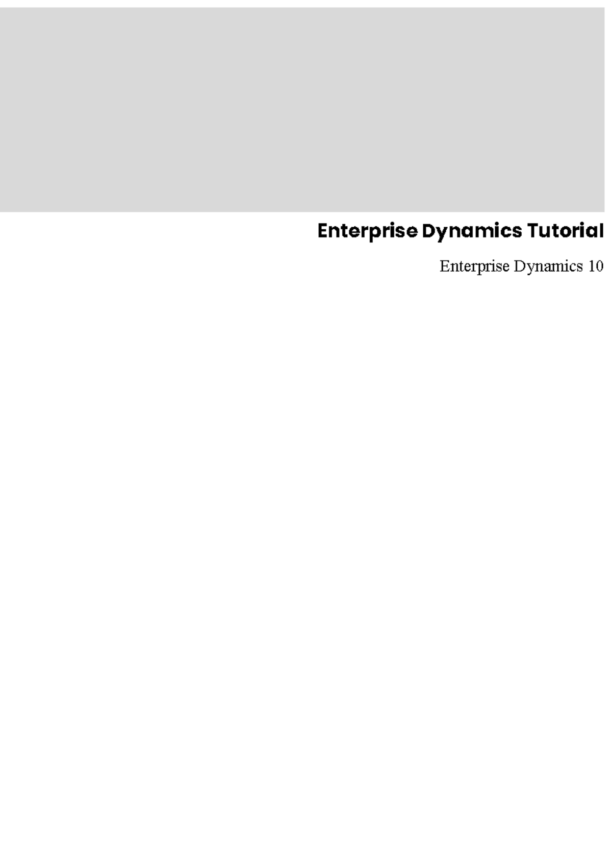 Enterprise Dynamics Tutorial - Enterprise Dynamics Tutorial Enterprise ...