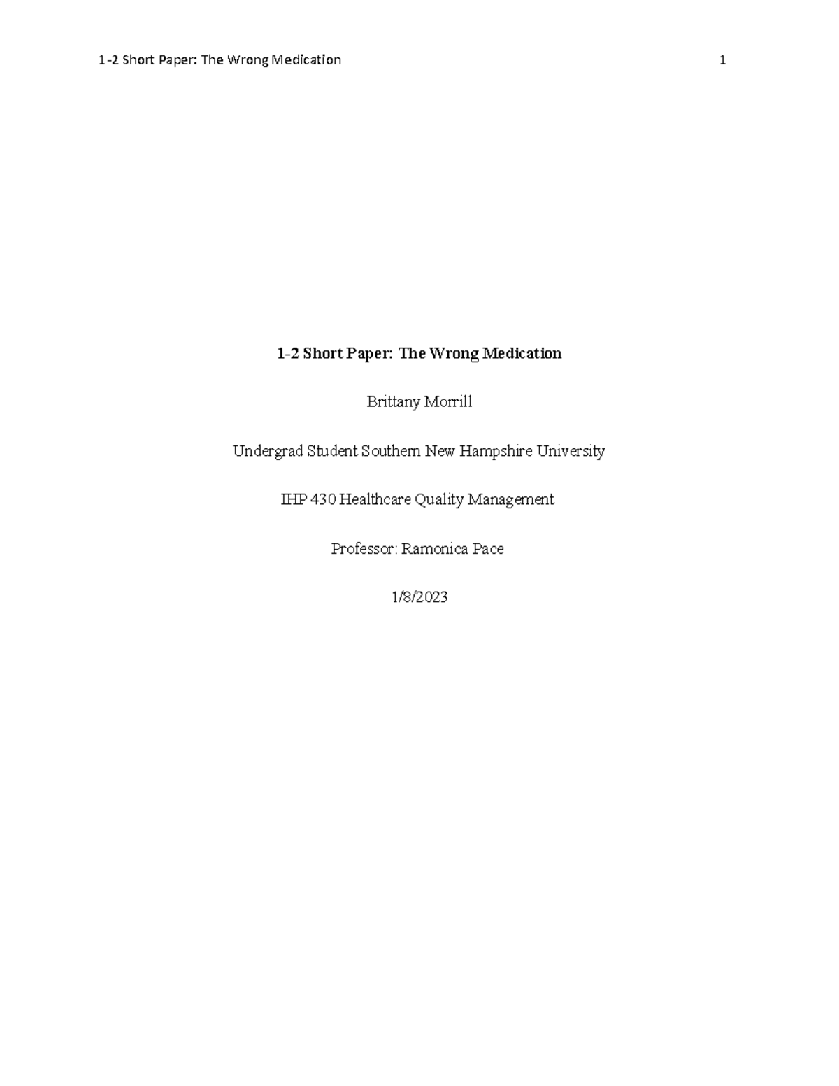 Short paper 1-2 - course work - IHP430 - SNHU - Studocu