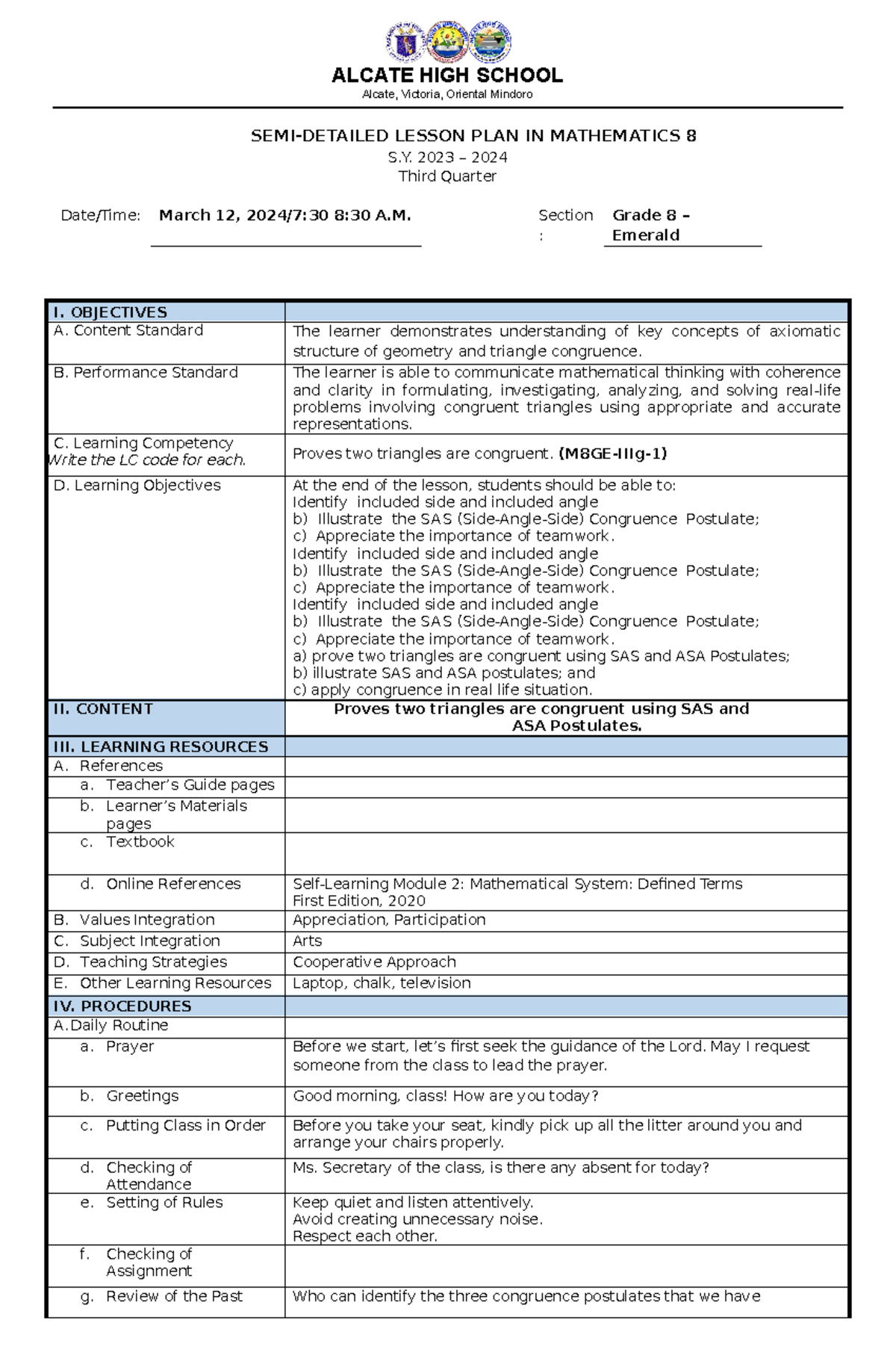 Tel Proving ASAat SAS - notes - Alcate, Victoria, Oriental Mindoro SEMI ...