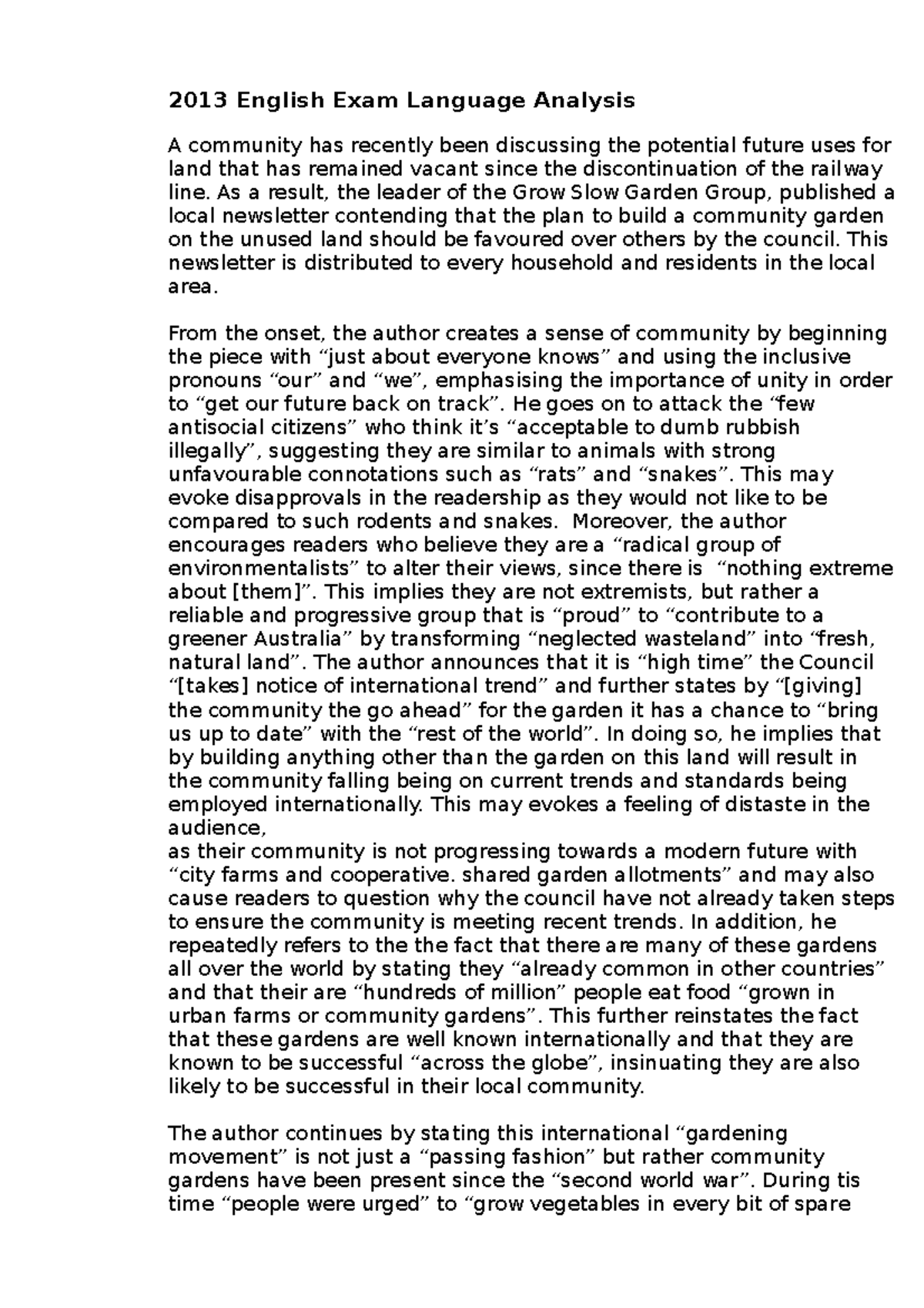 2013 English Exam Analysis Eng12 StuDocu