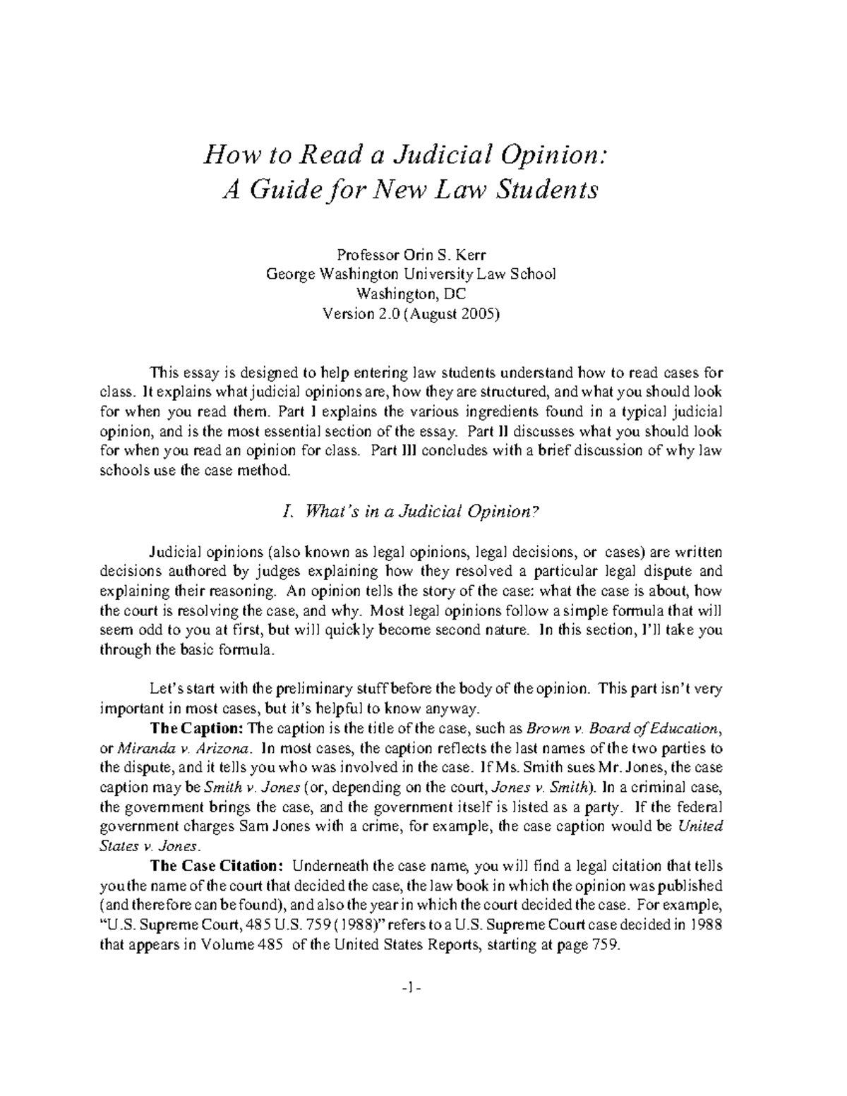 ESSENTIAL READING FOR LEC 1/ TUT 2: How to Read a Judicial Opinion ...