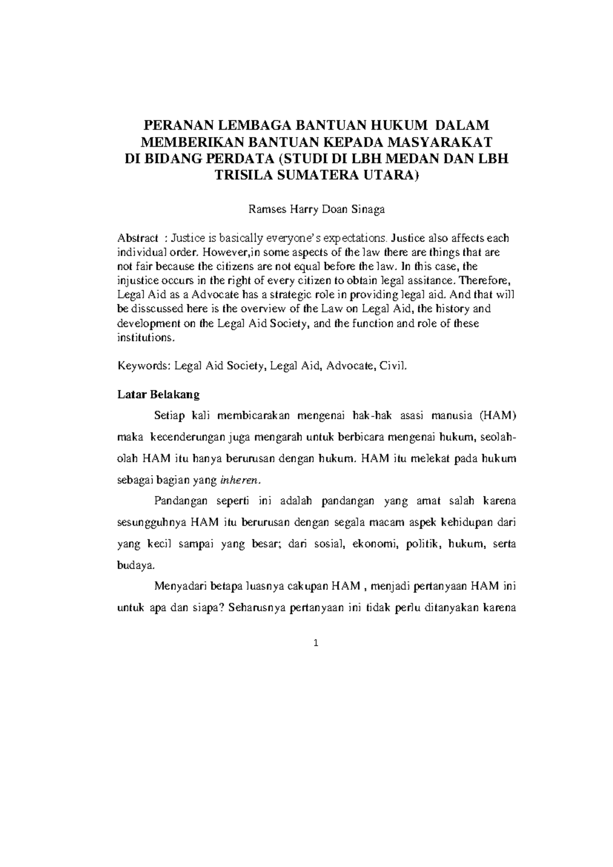 Bantuan Hukum Dalam Hal Perdata - PERANAN LEMBAGA BANTUAN HUKUM DALAM MEMBERIKAN BANTUAN KEPADA ...