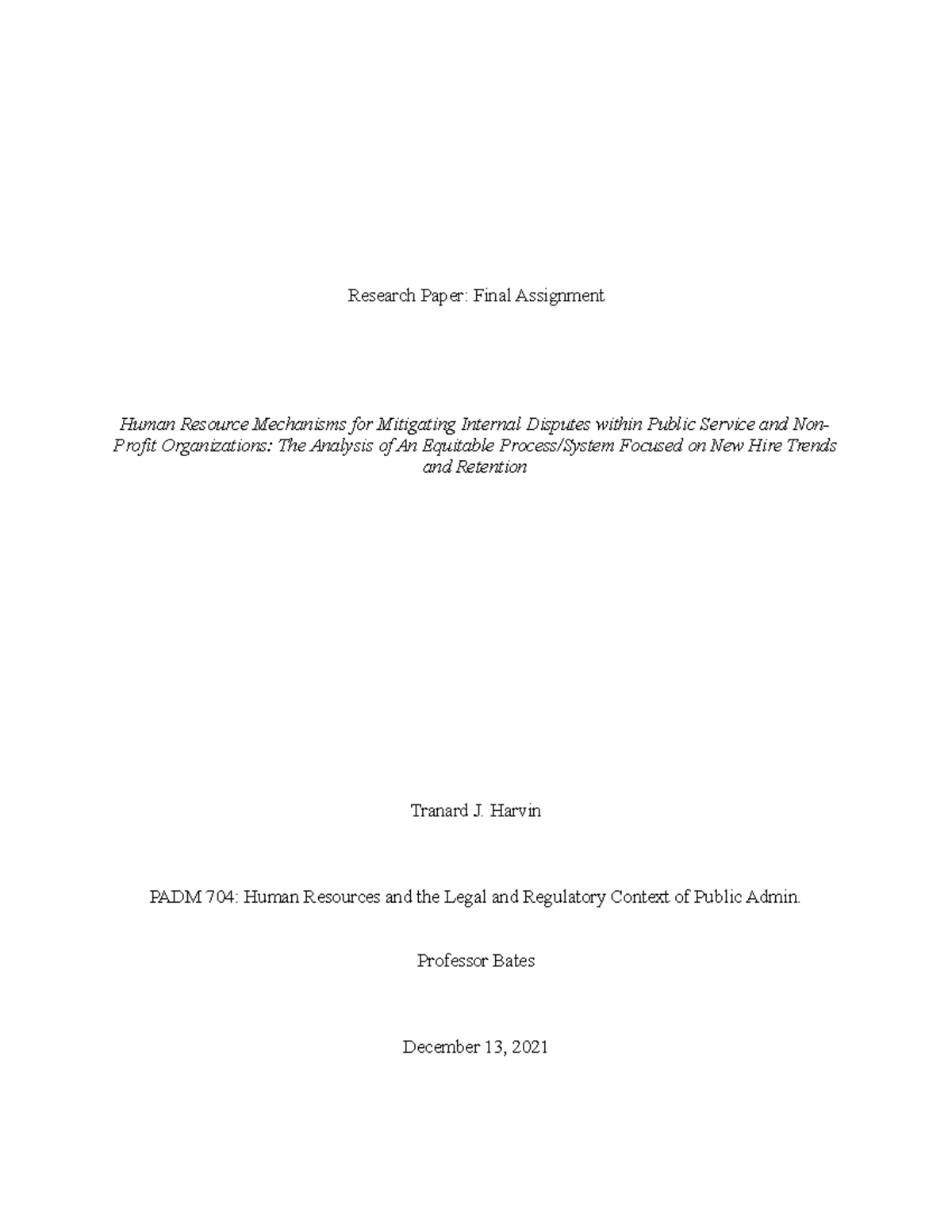 Research Paper Final Assignment - Research Paper: Final Assignment ...