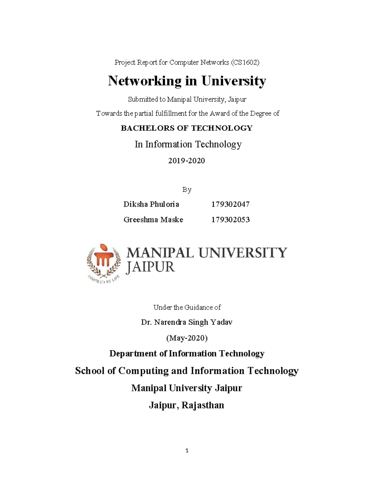 CN Project Report - network topology - Project Report for Computer ...