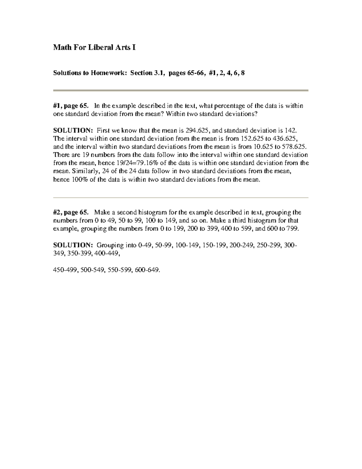 Homework assignment 8 - Math For Liberal Arts I Solutions to Homework ... Homework assignment 8 - Math For Liberal Arts I Solutions to Homework ...